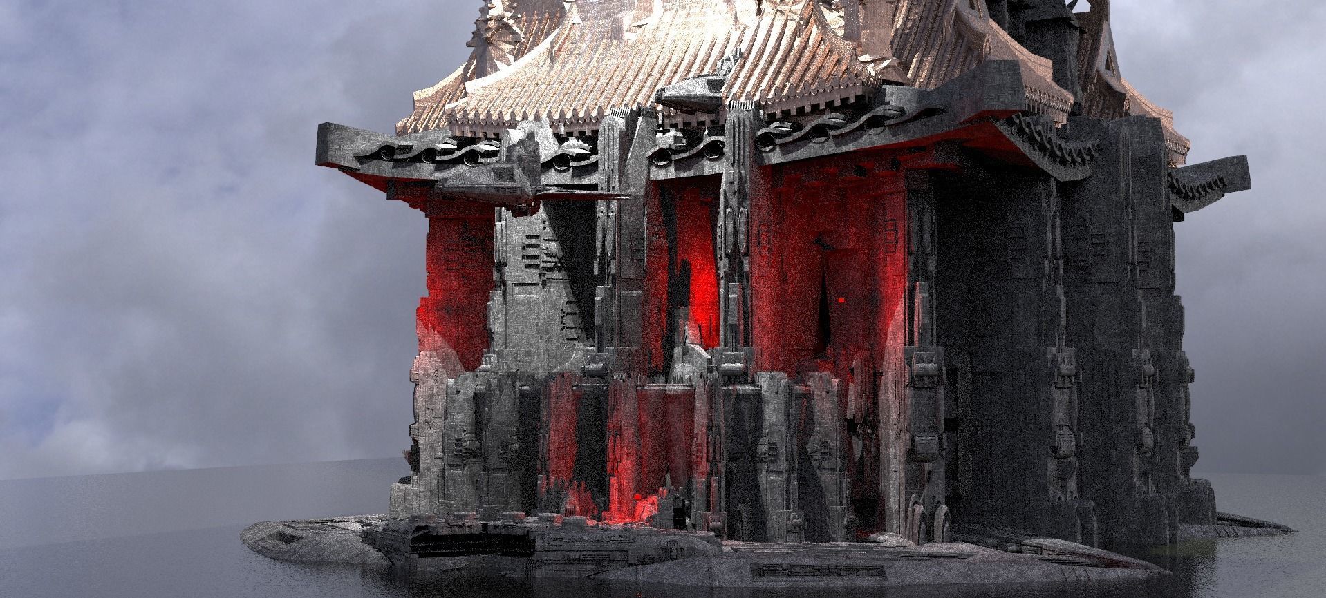 Sci-Fi dark Cyberpunk Tower Kitbash 3D model | CGTrader