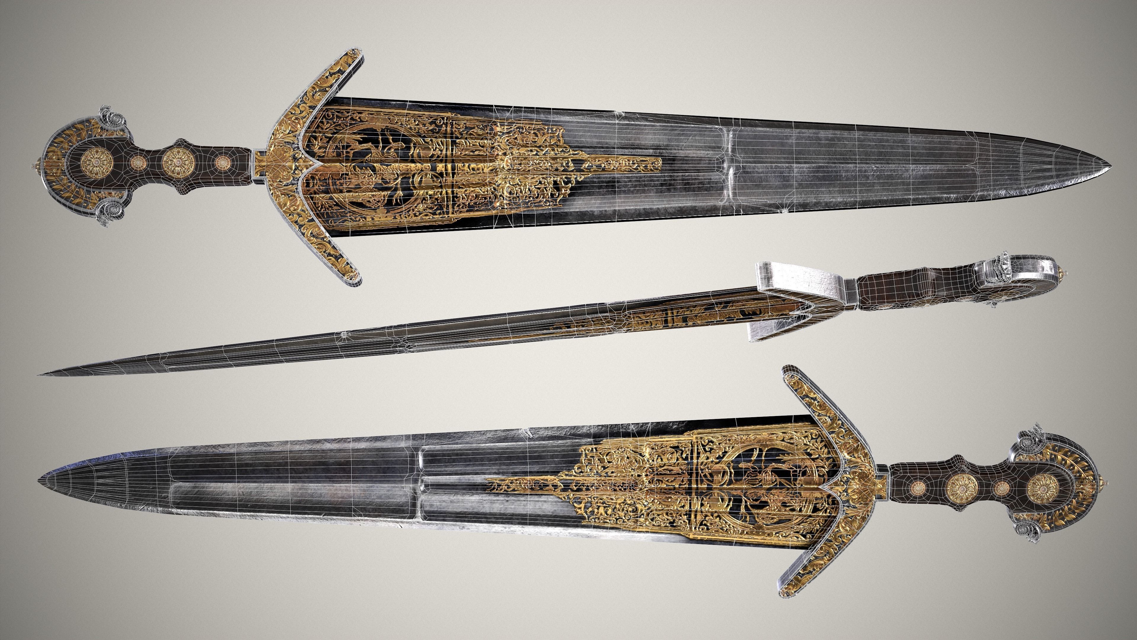 3D model Cinquedea Short Sword VR / AR / low-poly | CGTrader