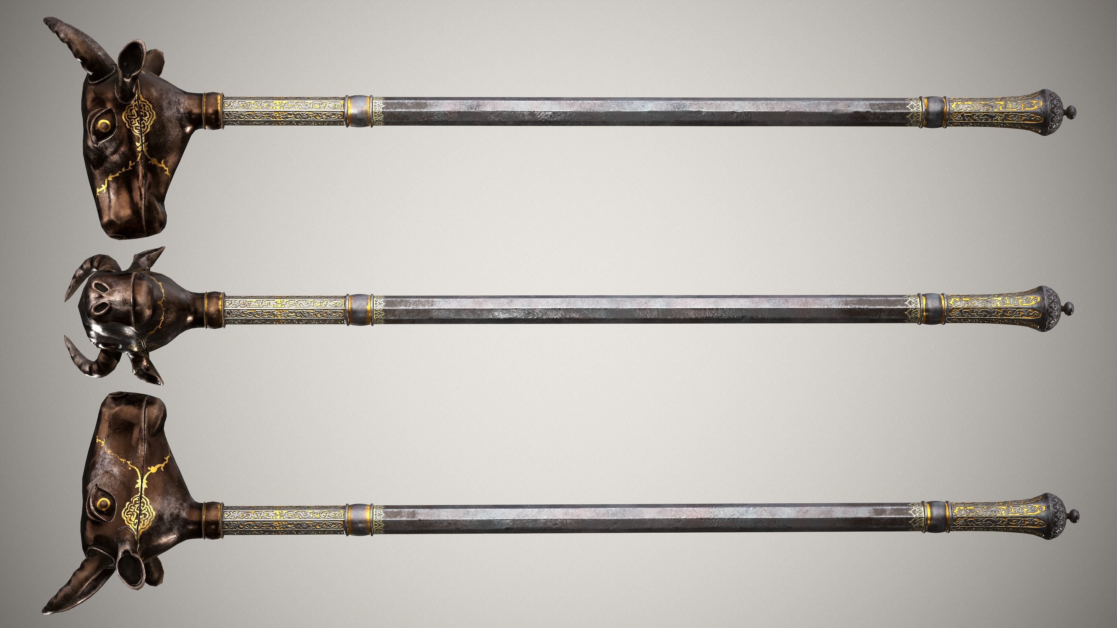 3D model Ox-Head Mace VR / AR / low-poly | CGTrader