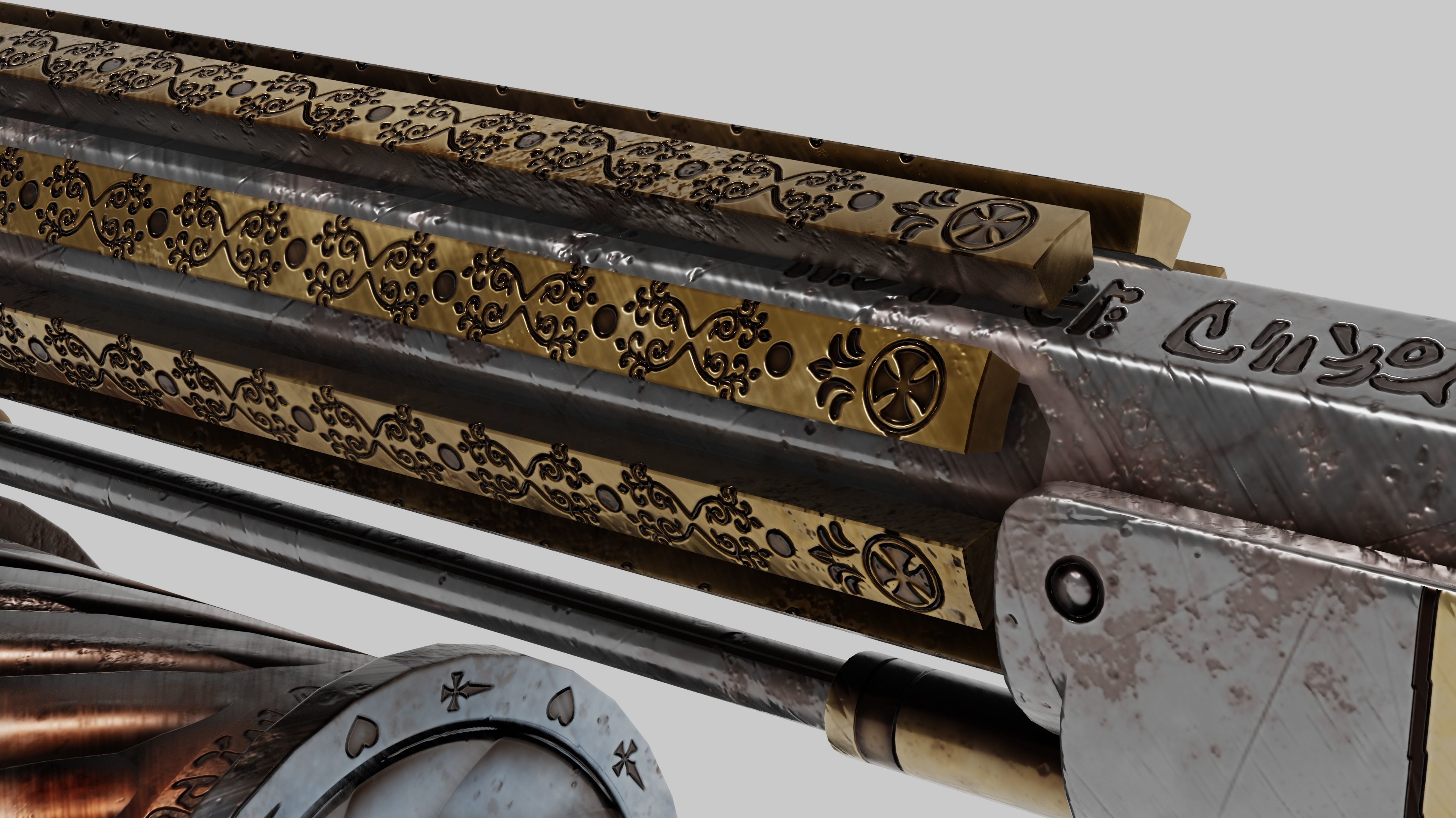 3D model OB 00 03 vampire hunter auxiliary pistol with grappling hook ...