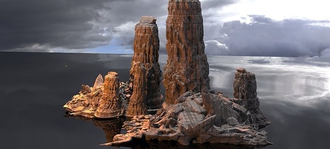 Dantes Underworld Ancient Stone Carved rock 3 3D model | CGTrader
