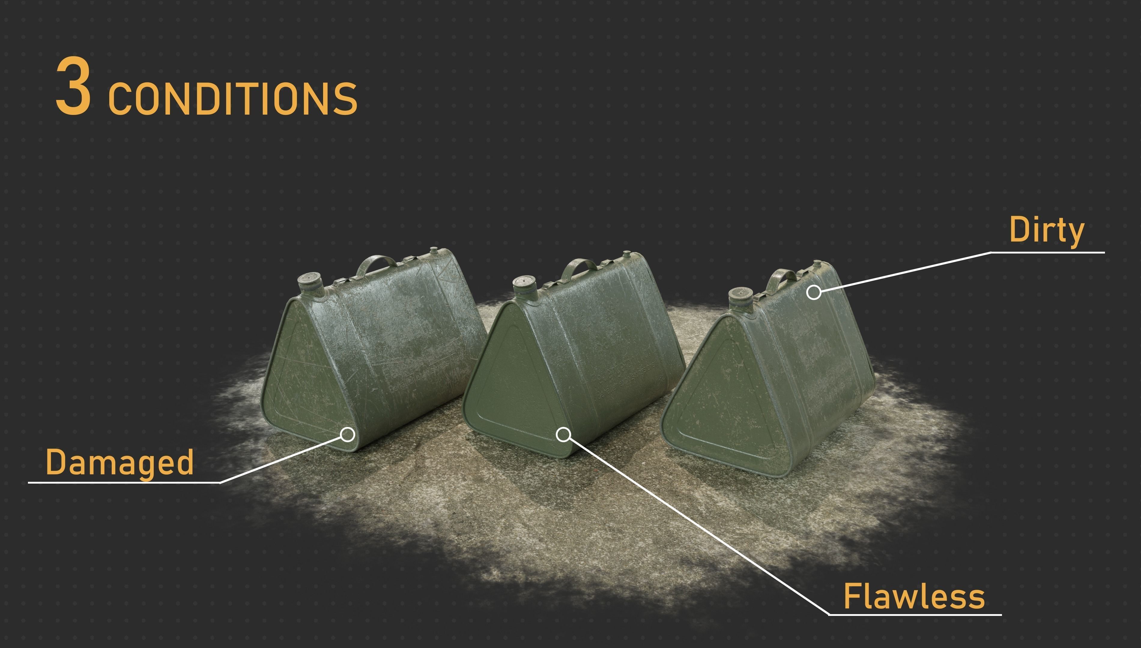 3D model Gameready PBR WW1 Triangular Jerrycan VR / AR / low-poly ...