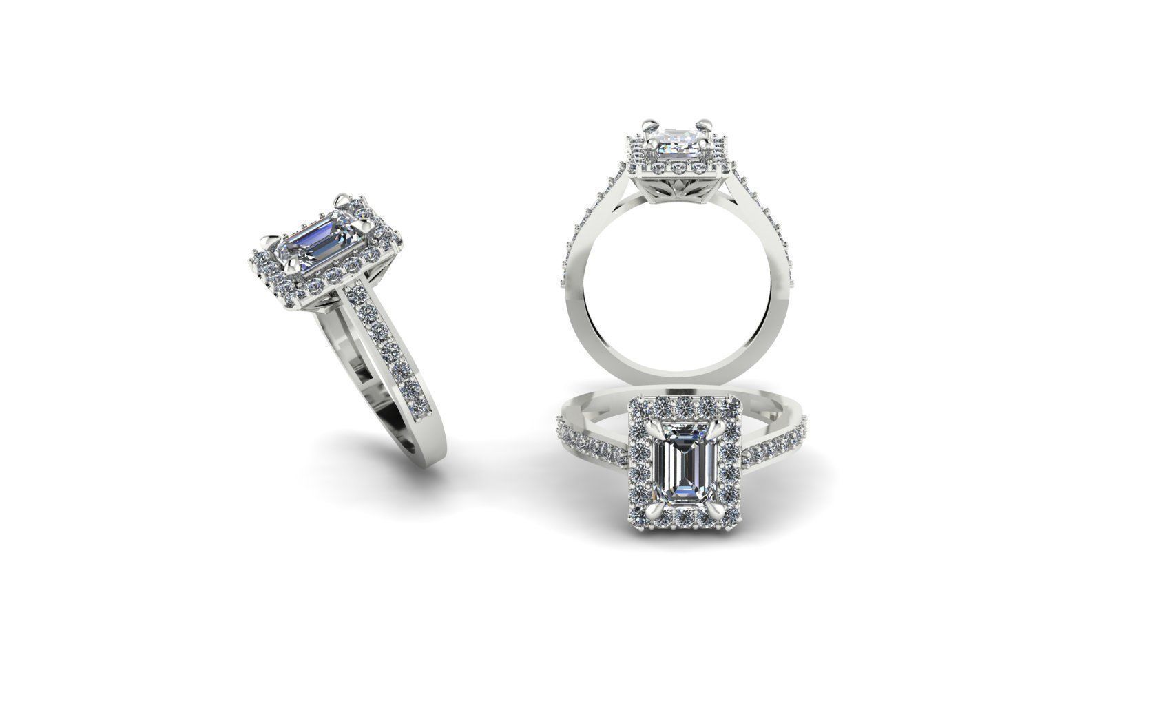 solitaire Ring design With Diamonds and Gemstone 3D print model 3D ...