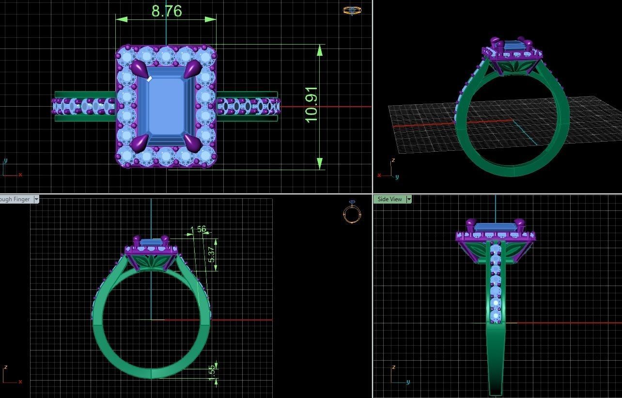 solitaire Ring design With Diamonds and Gemstone 3D print model 3D ...