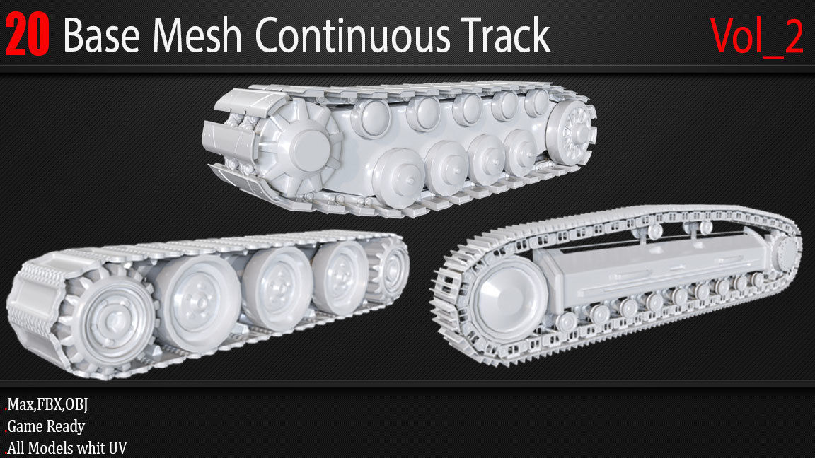 3D model 20 Base Mesh Continuous Track Vol 02 Game Ready VR / AR / low ...