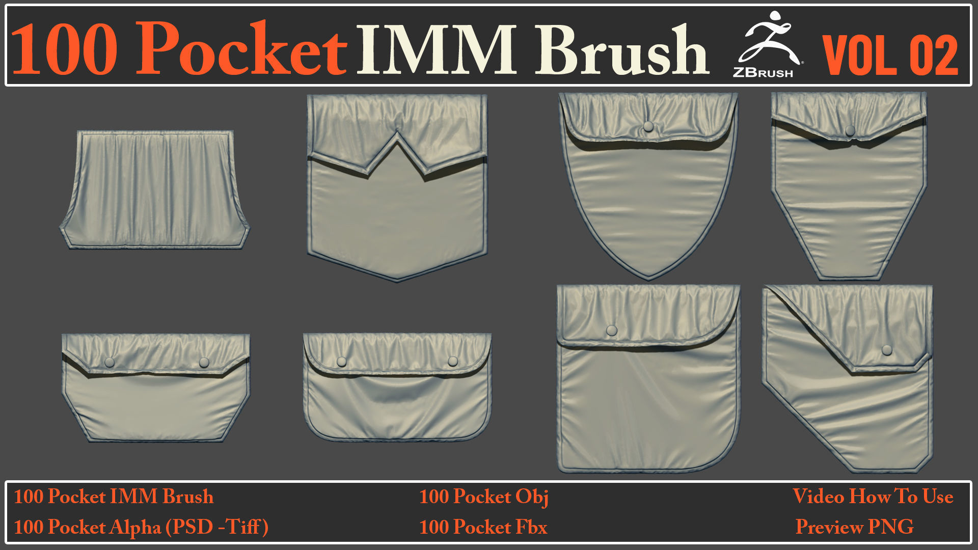 100 Pocket IMM Brush VOL02 - Video How To Use 3D model | CGTrader