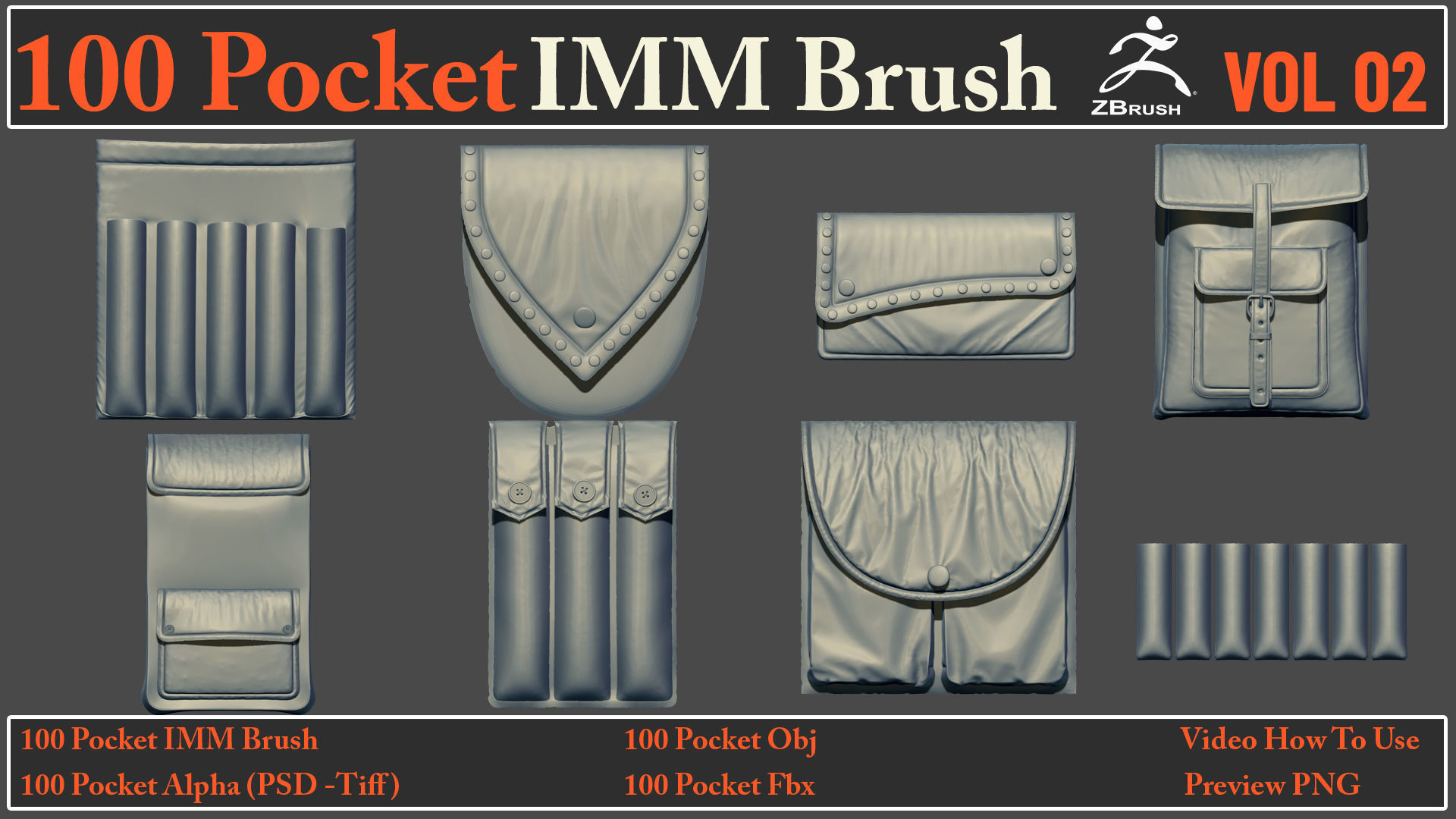 100 Pocket IMM Brush VOL02 - Video How To Use 3D model | CGTrader