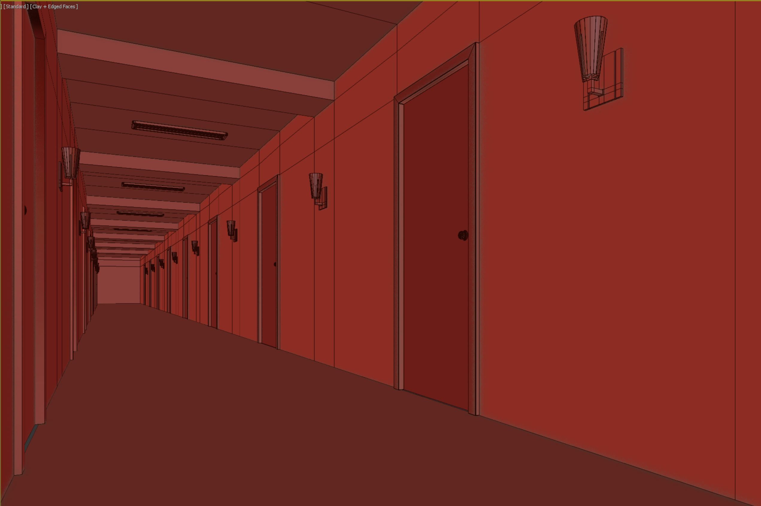 3D model old dark scary red corridor VR / AR / low-poly | CGTrader