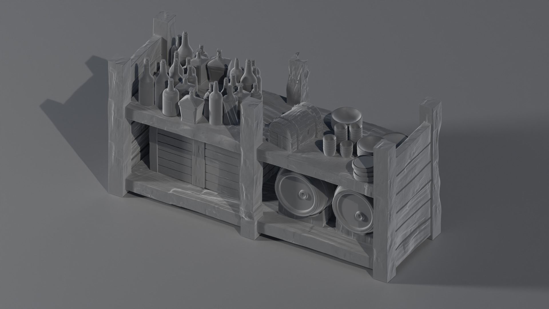 Fantasy medieval tavern shelf miniature 3d printable - Tabletop 3D ...