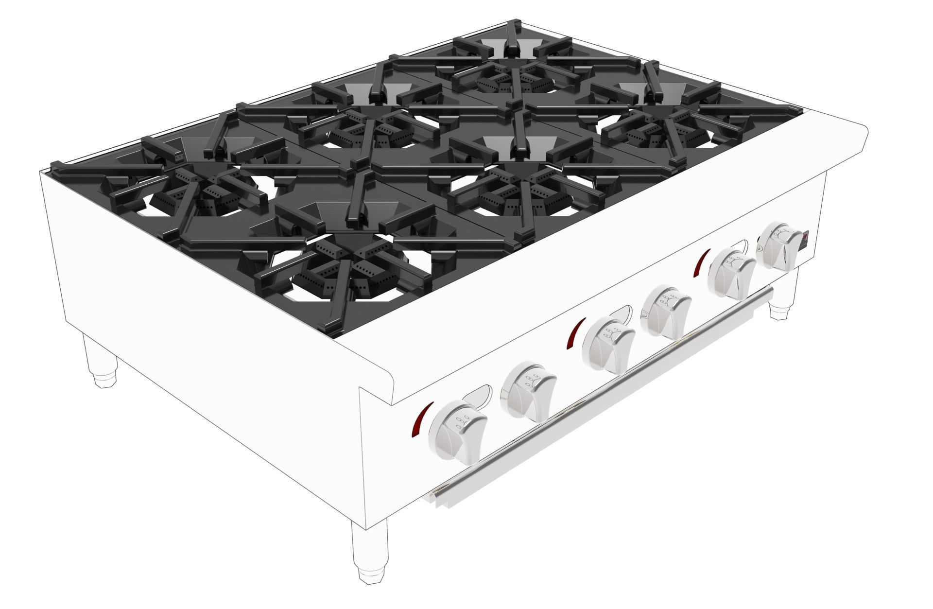 6 Burner Hot Plate 3D model | CGTrader
