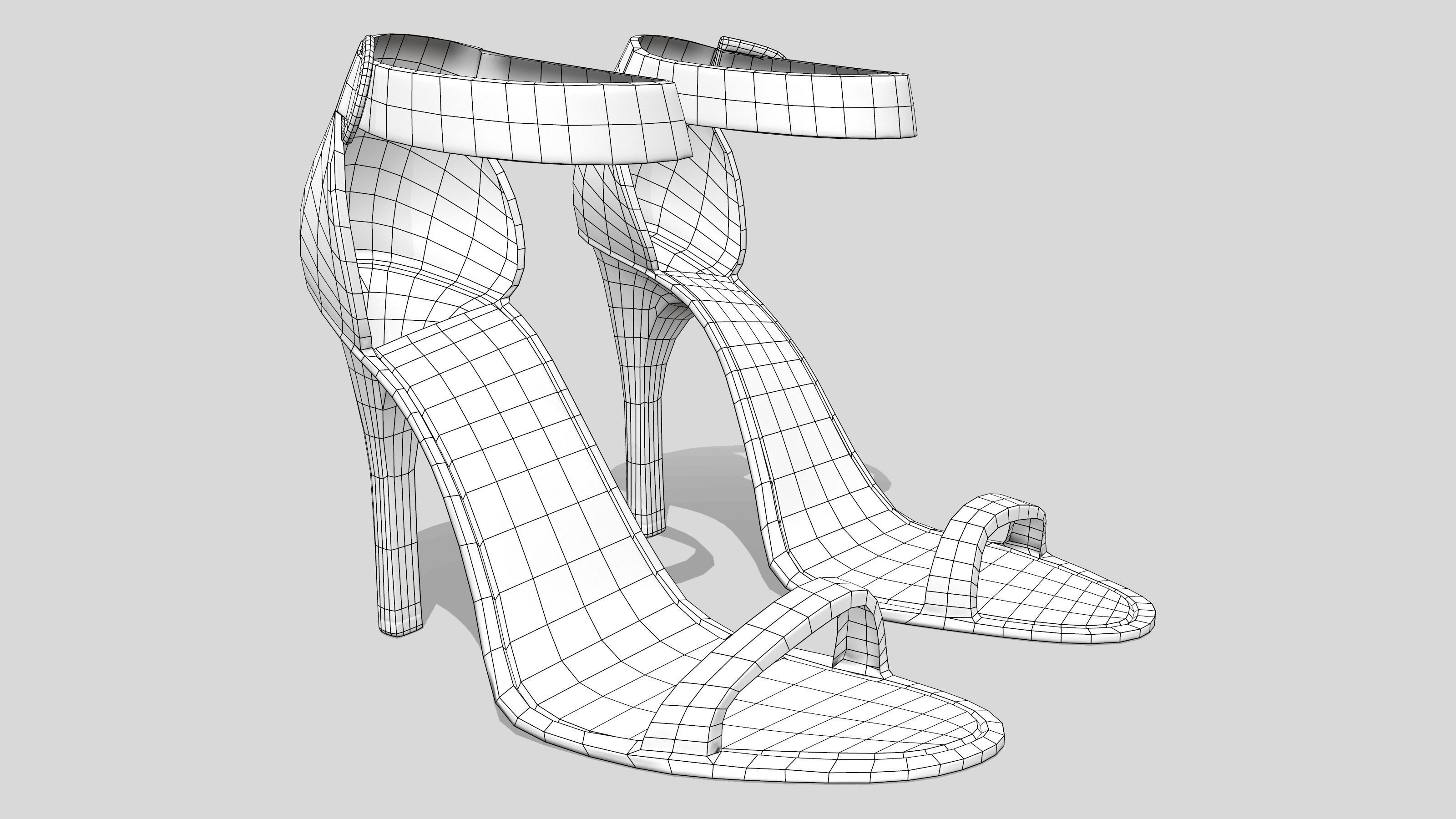 3D model White Straps High Heel Shoes VR / AR / low-poly | CGTrader