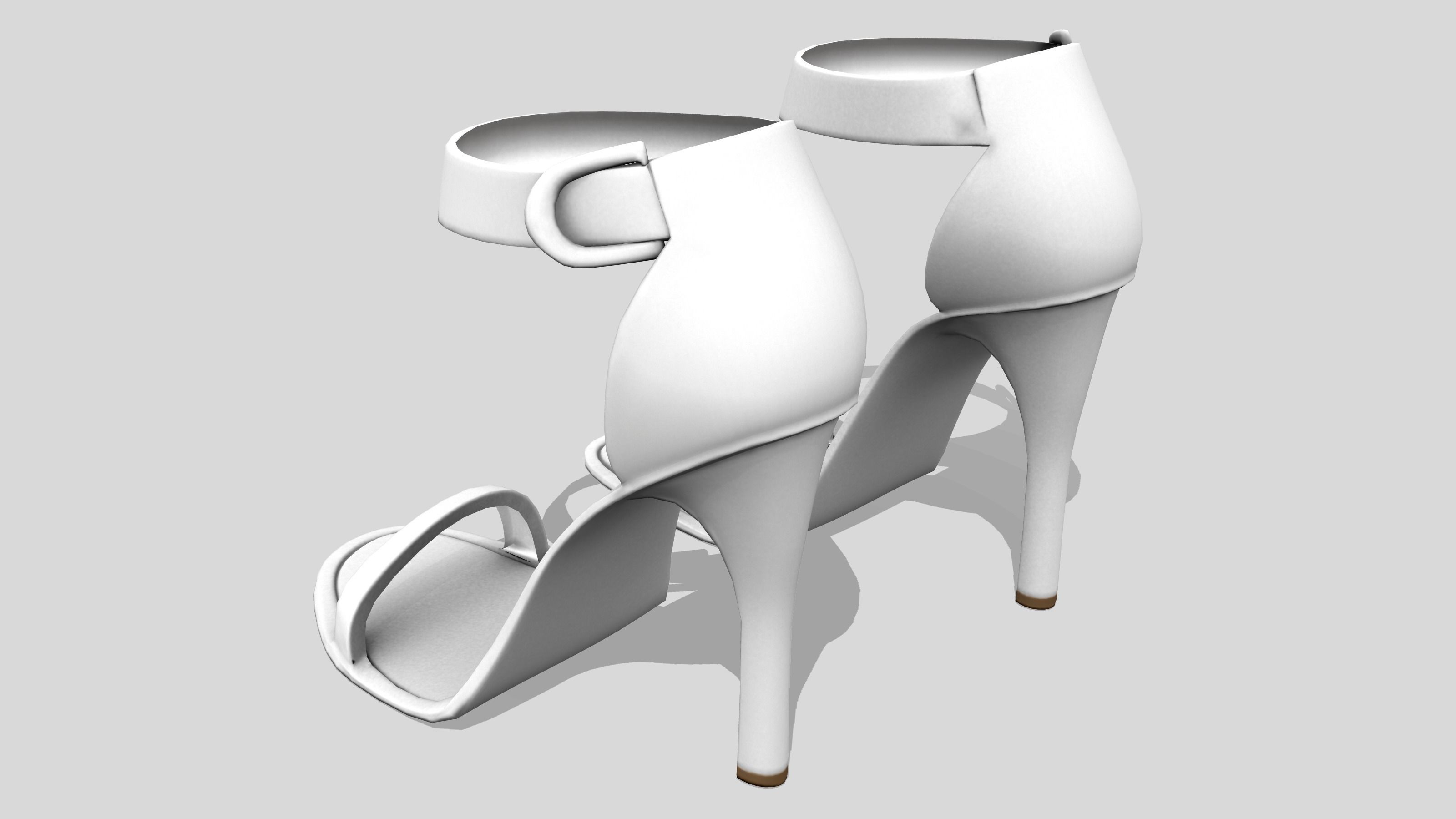 3D model White Straps High Heel Shoes VR / AR / low-poly | CGTrader