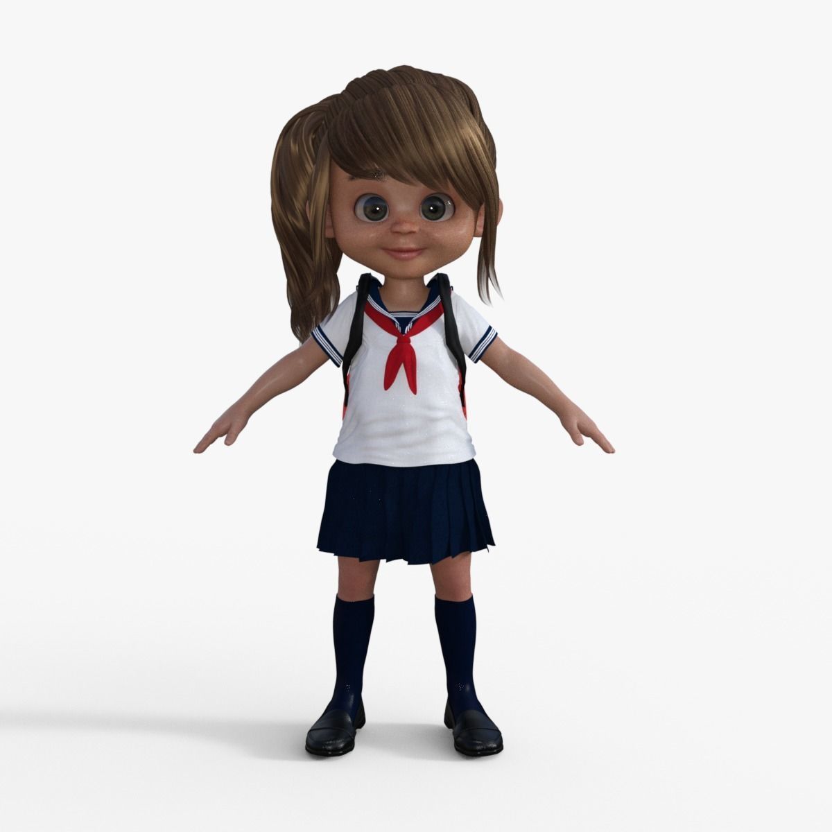 Cartoon School Girl Rigged 3D model rigged | CGTrader