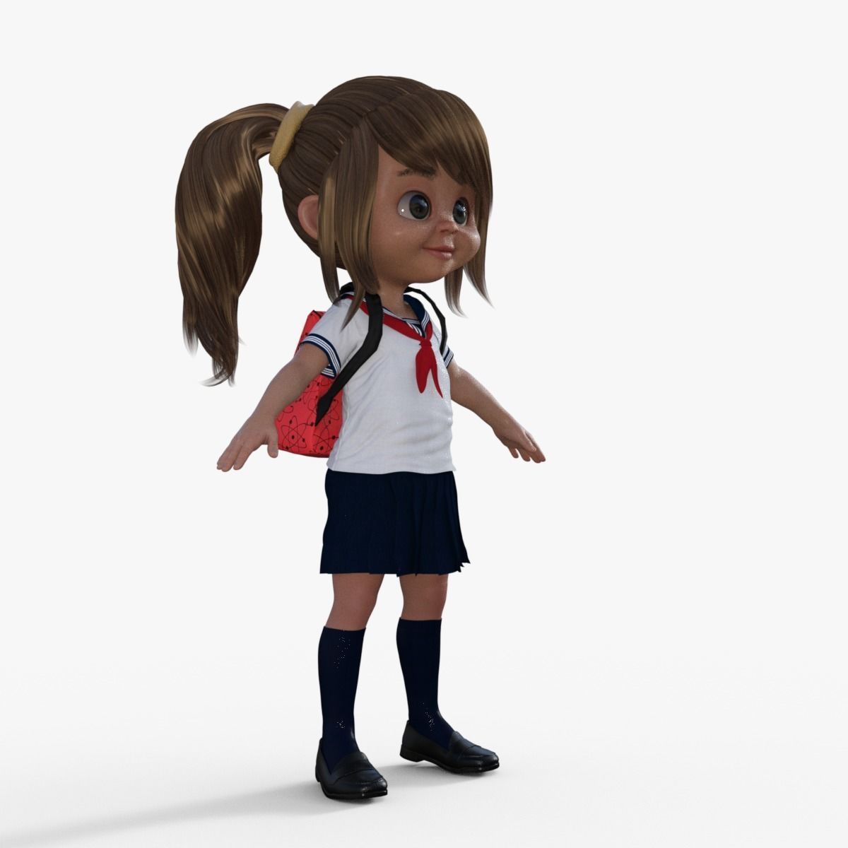 Cartoon School Girl Rigged 3D model rigged | CGTrader