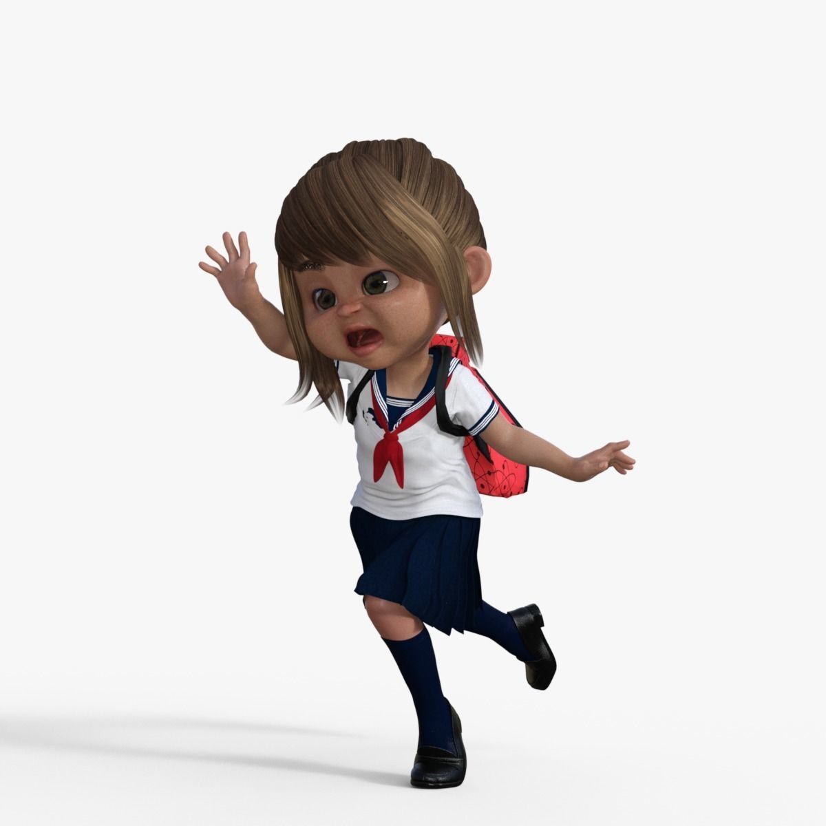 Cartoon School Girl Rigged 3D model rigged | CGTrader