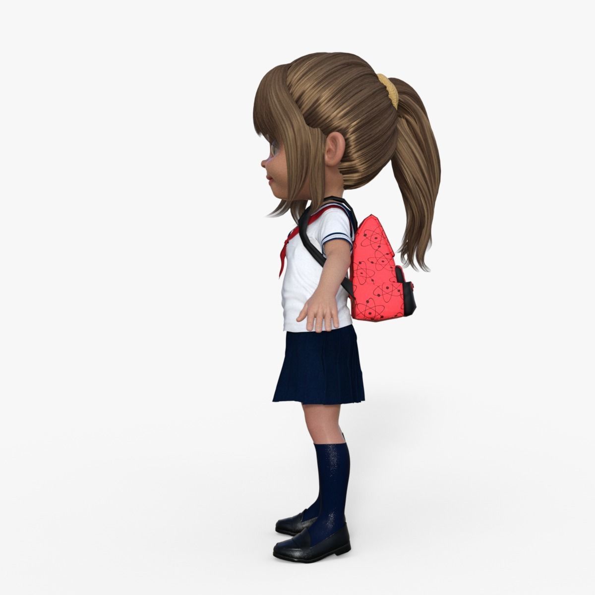 Cartoon School Girl Rigged 3D model rigged | CGTrader