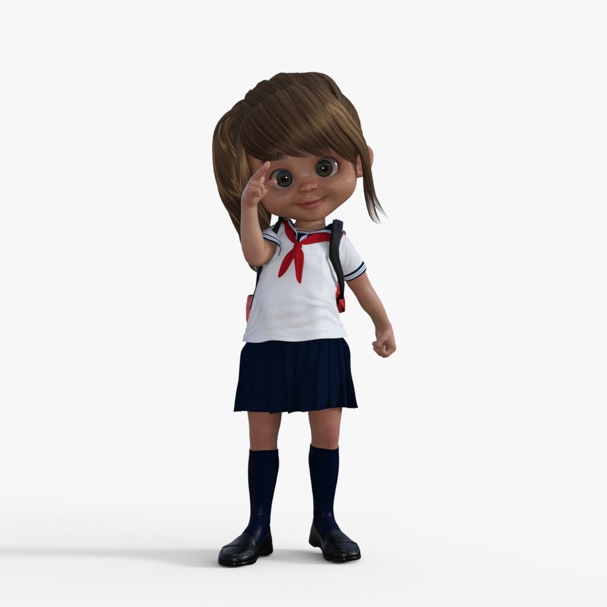 Cartoon School Girl Rigged 3D model rigged | CGTrader