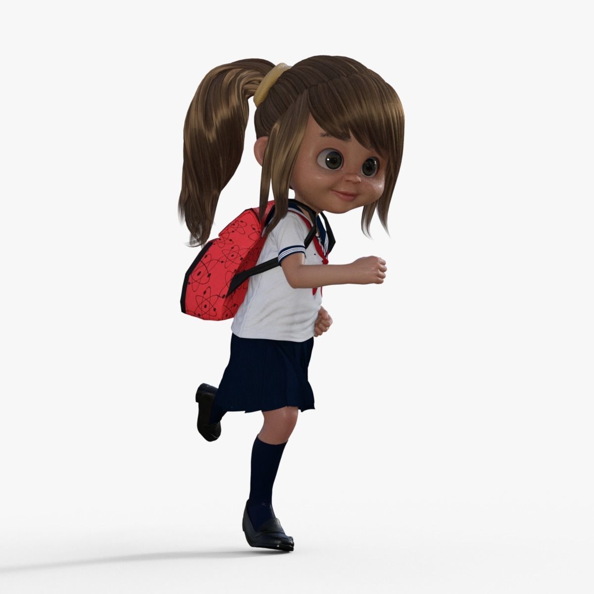 Cartoon School Girl Rigged 3D model rigged | CGTrader