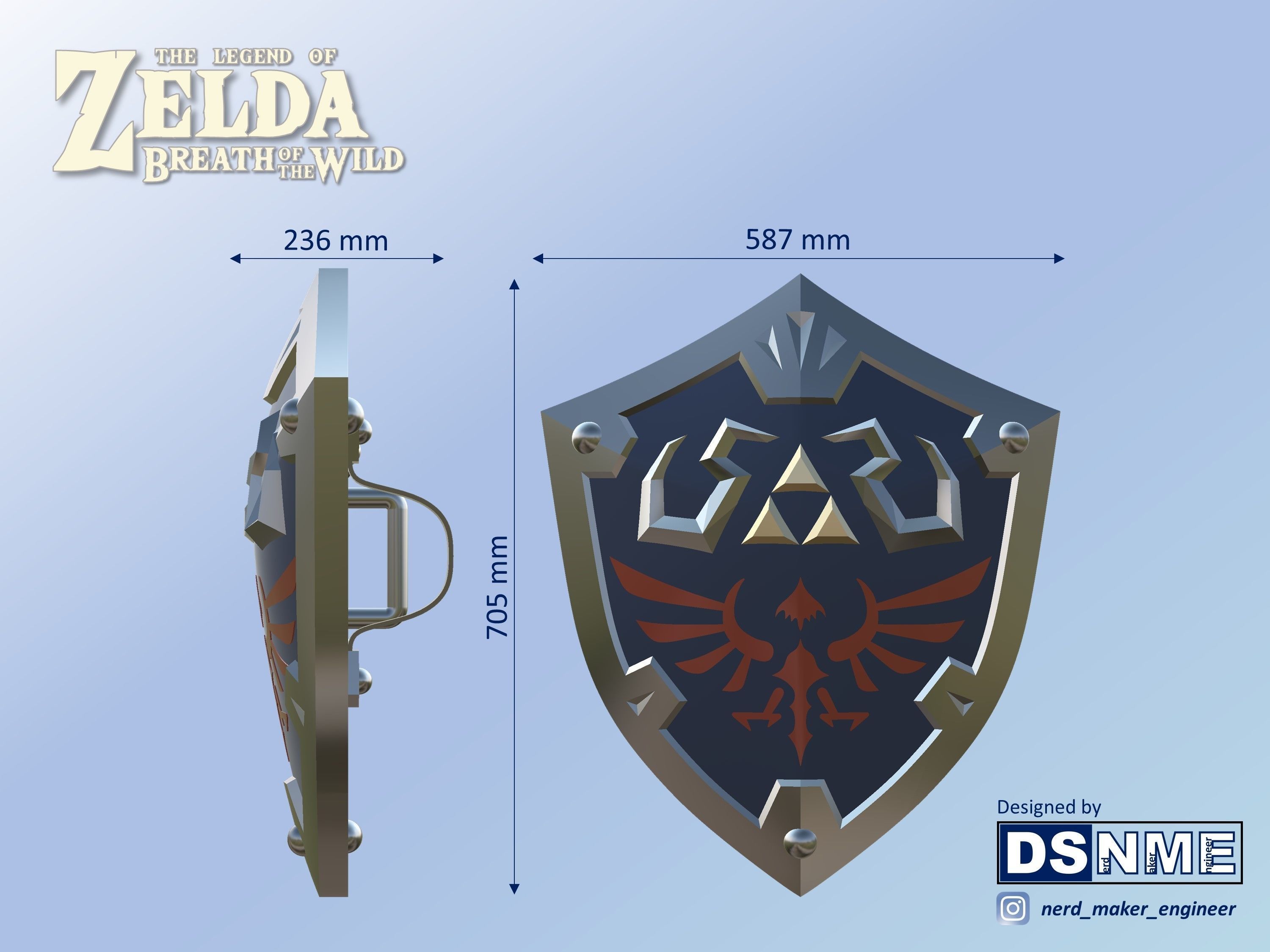 Hylian Shield from Zelda Breath of the Wild - Life Size - 3D model 3D ...