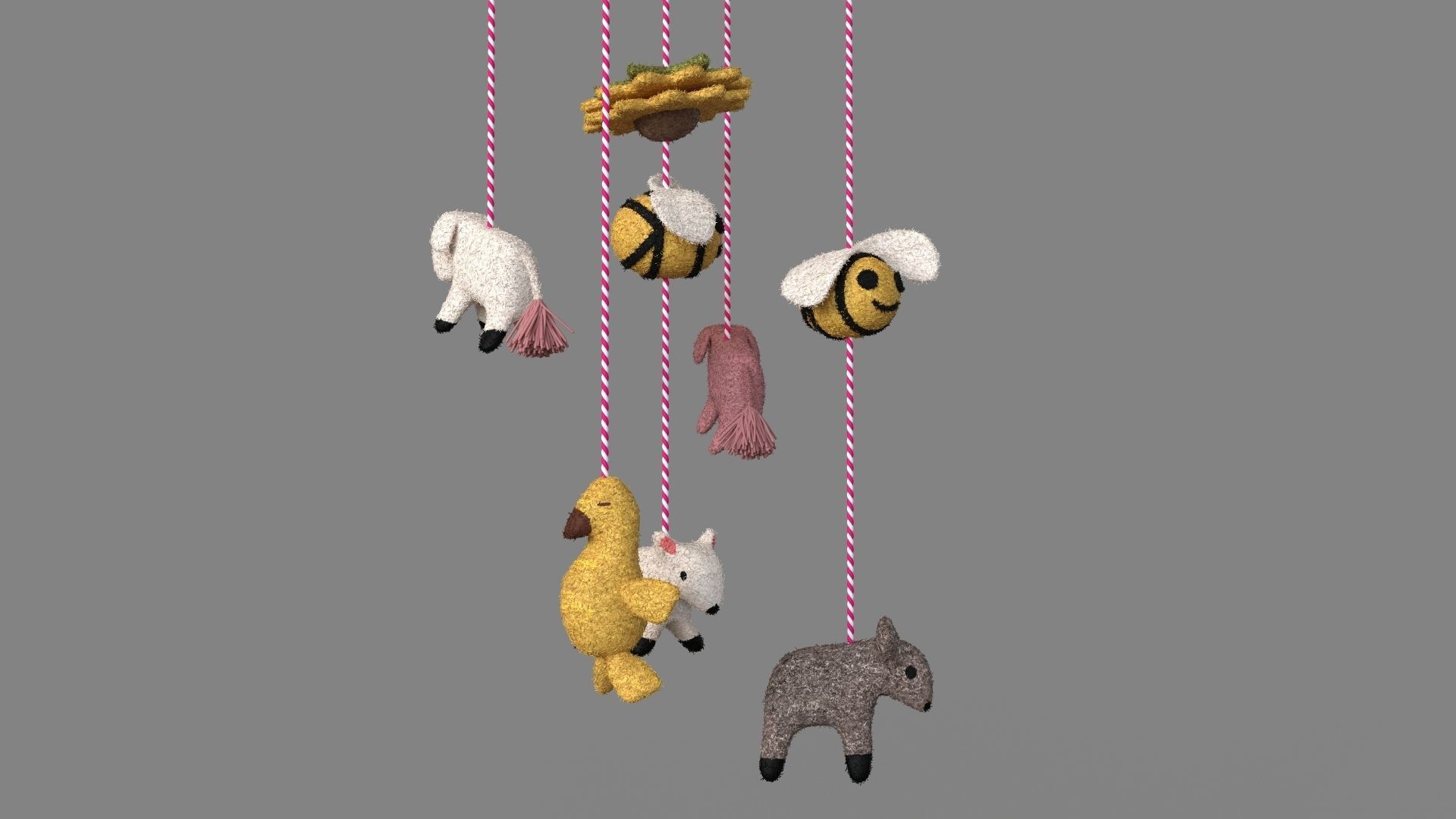 Wool Felt Farm Animal Mobile 3D model | CGTrader
