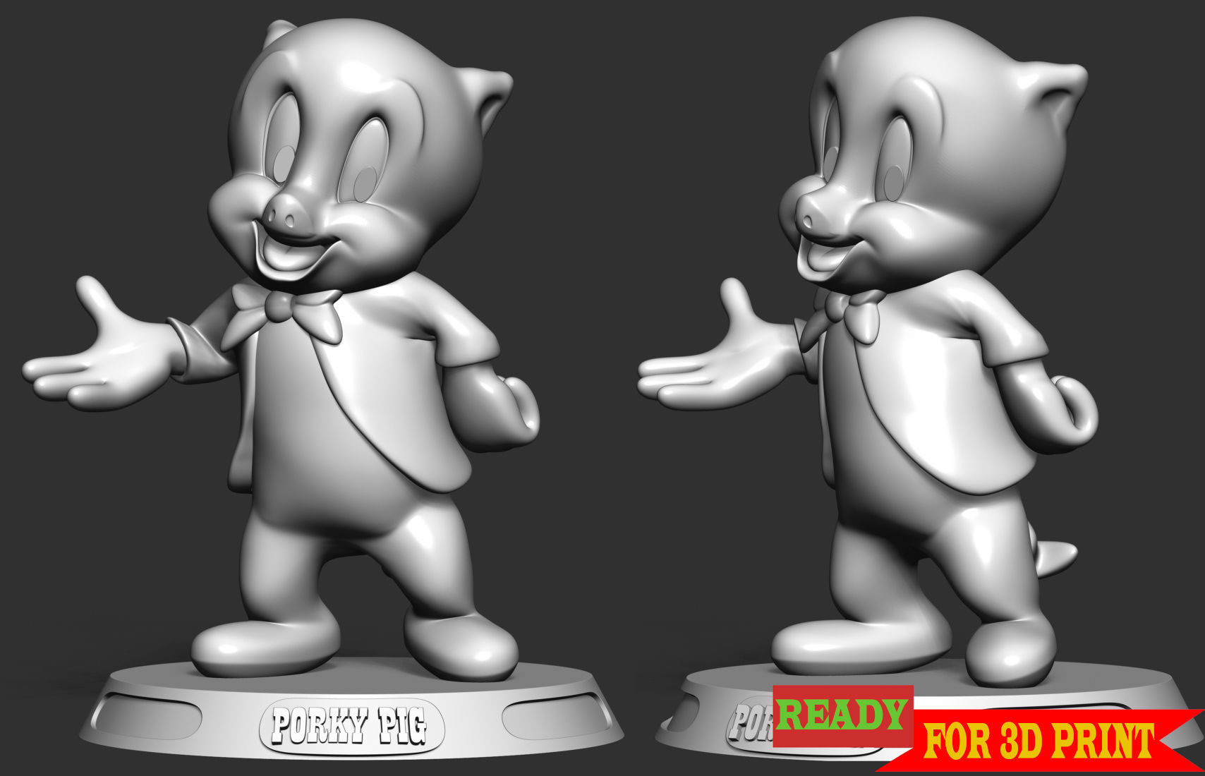 Porky Pig - Looney Tunes 3D model 3D printable | CGTrader