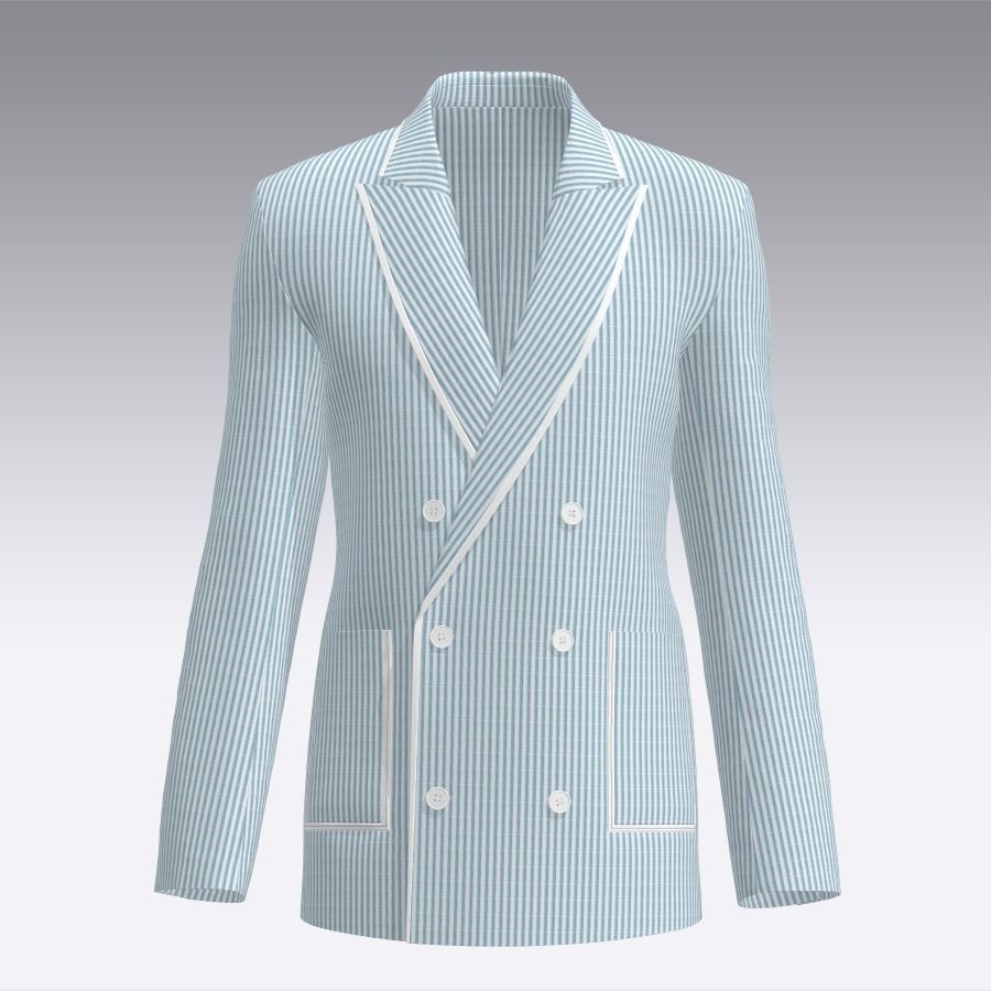 Stripe suit men with binding contrast 3D model | CGTrader