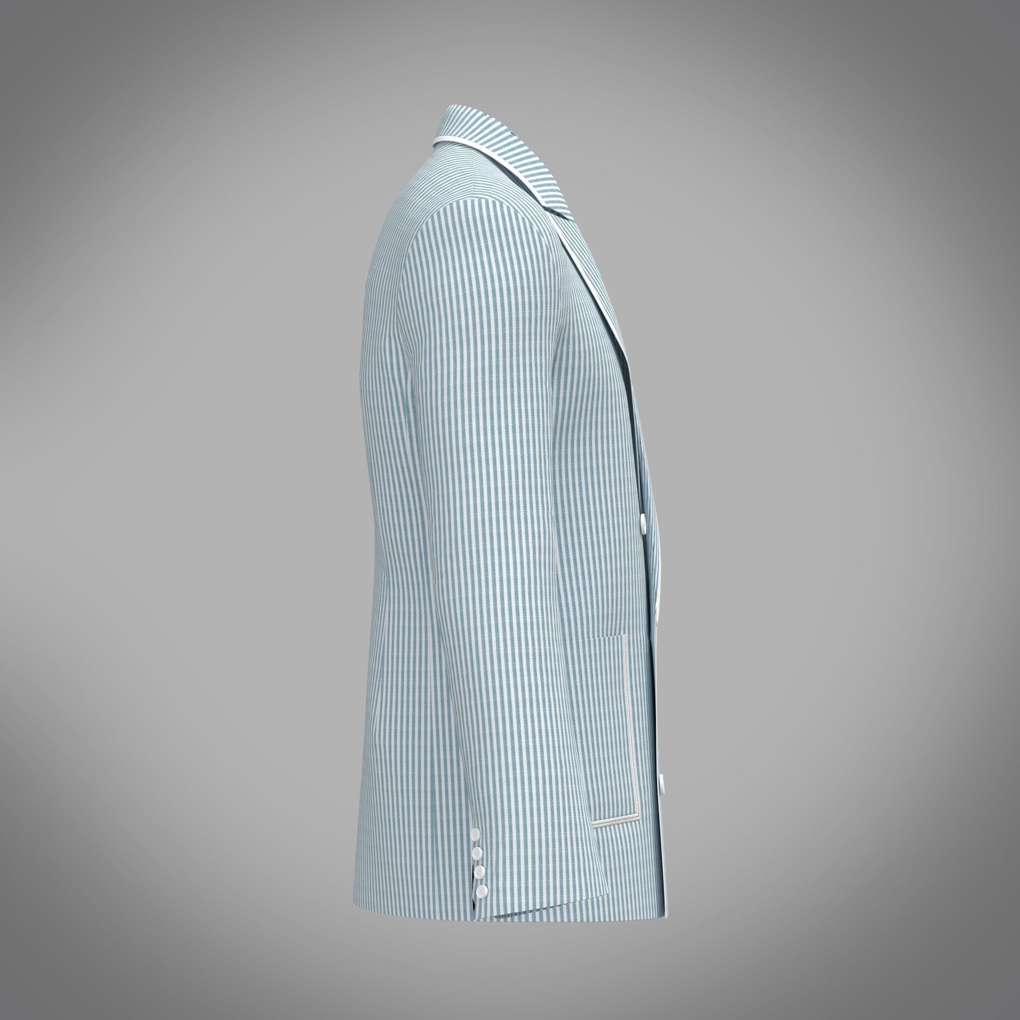 Stripe suit men with binding contrast 3D model | CGTrader