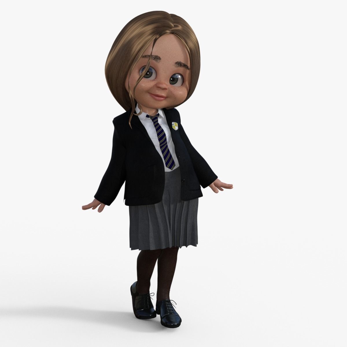 Cartoon Student Girl Rigged 3D model rigged | CGTrader