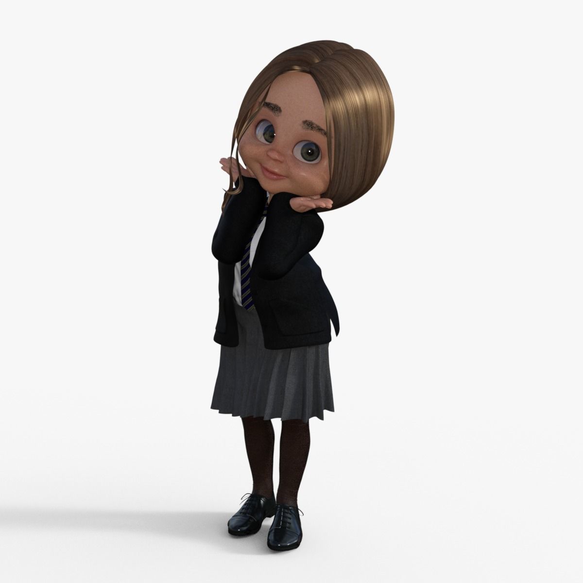 Cartoon Student Girl Rigged 3D model rigged | CGTrader