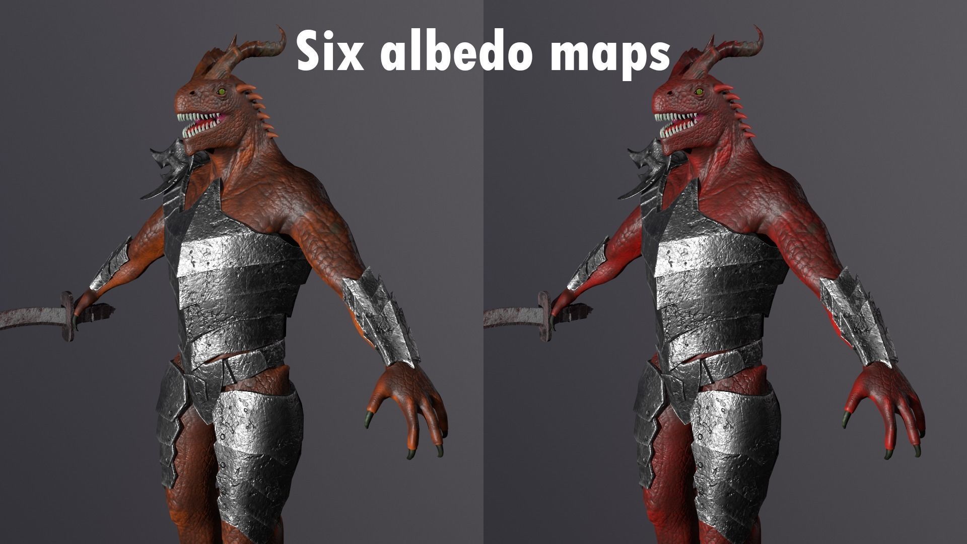 3D model Lizardman Game ready PBR low-poly 3D character VR / AR / low ...