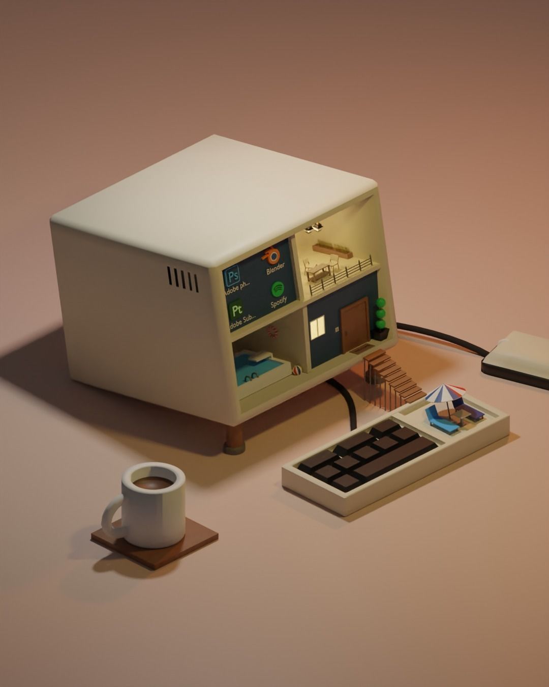 PC HOUSE free VR / AR / low-poly 3D model | CGTrader