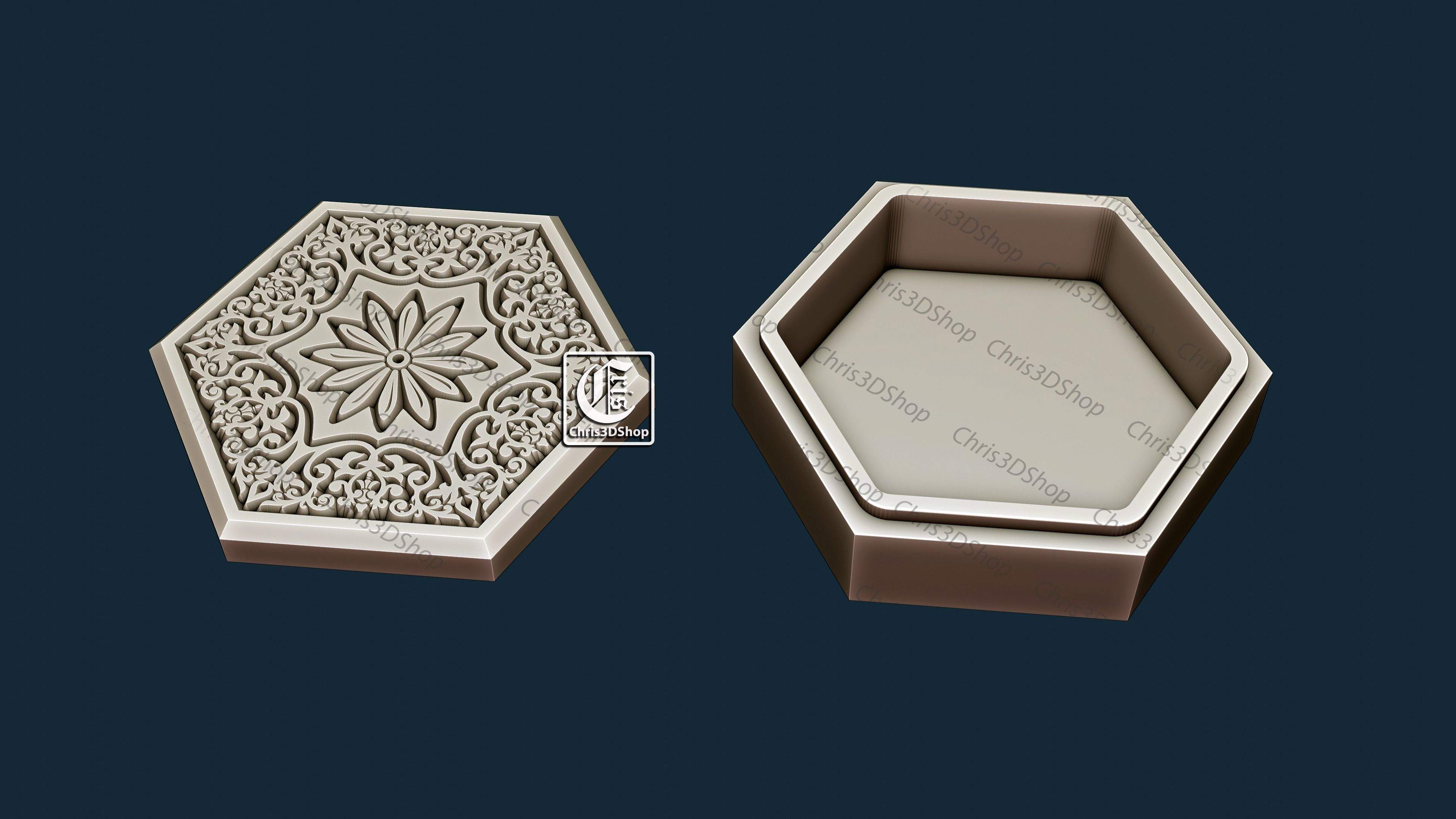 Hexagonal V-Carved Jewelry Box - CNC Files 3D model 3D printable | CGTrader