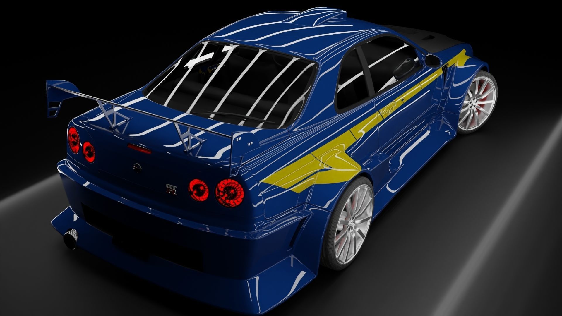 Nissan Skyline R34 NFSU2 Rigged 3D model rigged | CGTrader