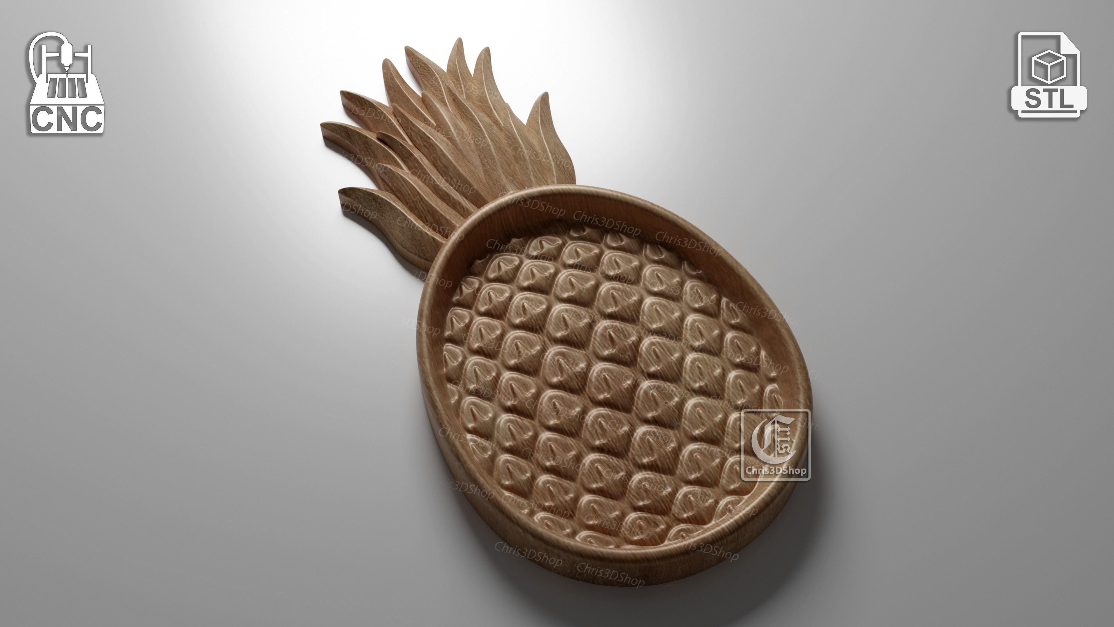 Pineapple Tray - STL model for CNC 3D model 3D printable | CGTrader