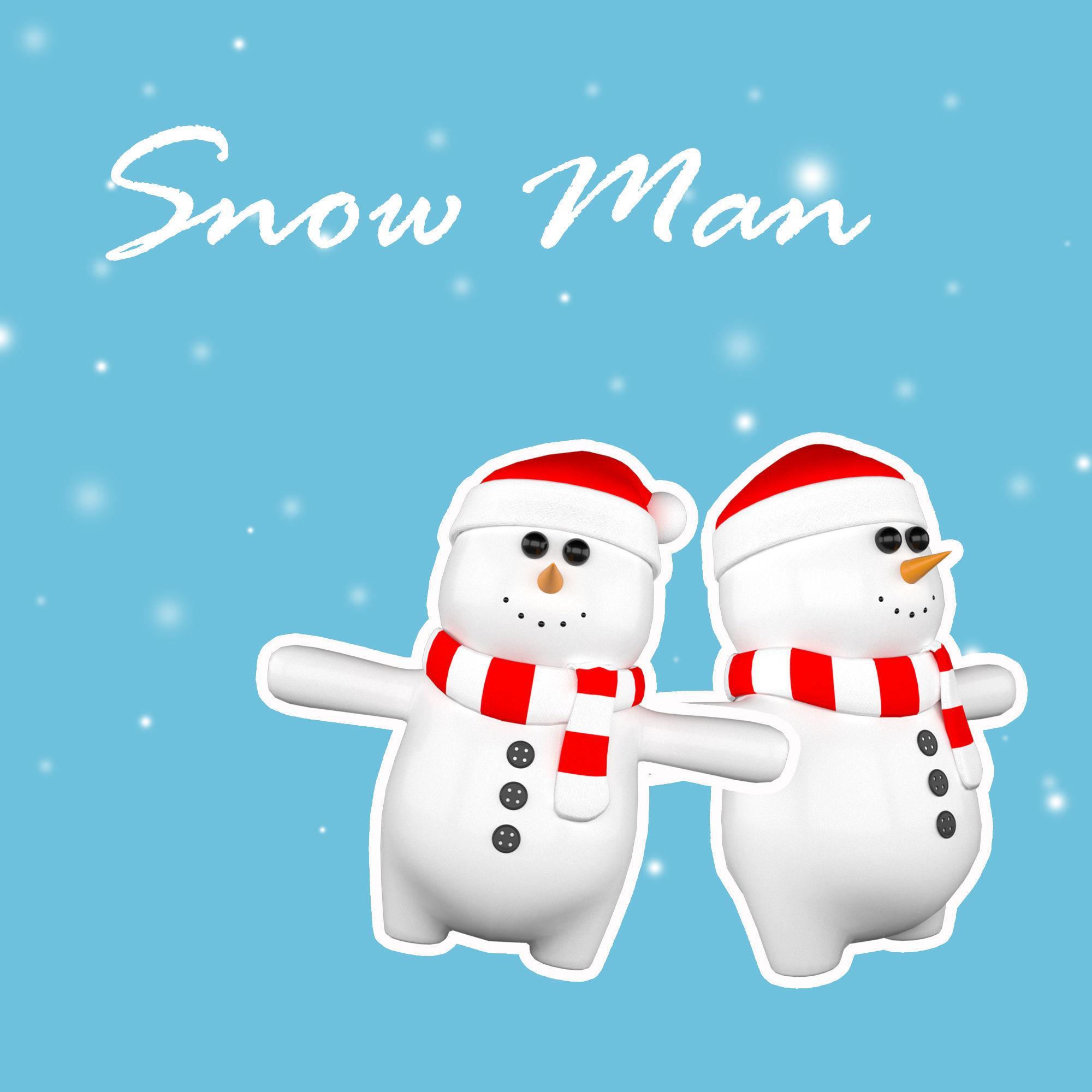 snow man cartoon 3d model 3D model | CGTrader