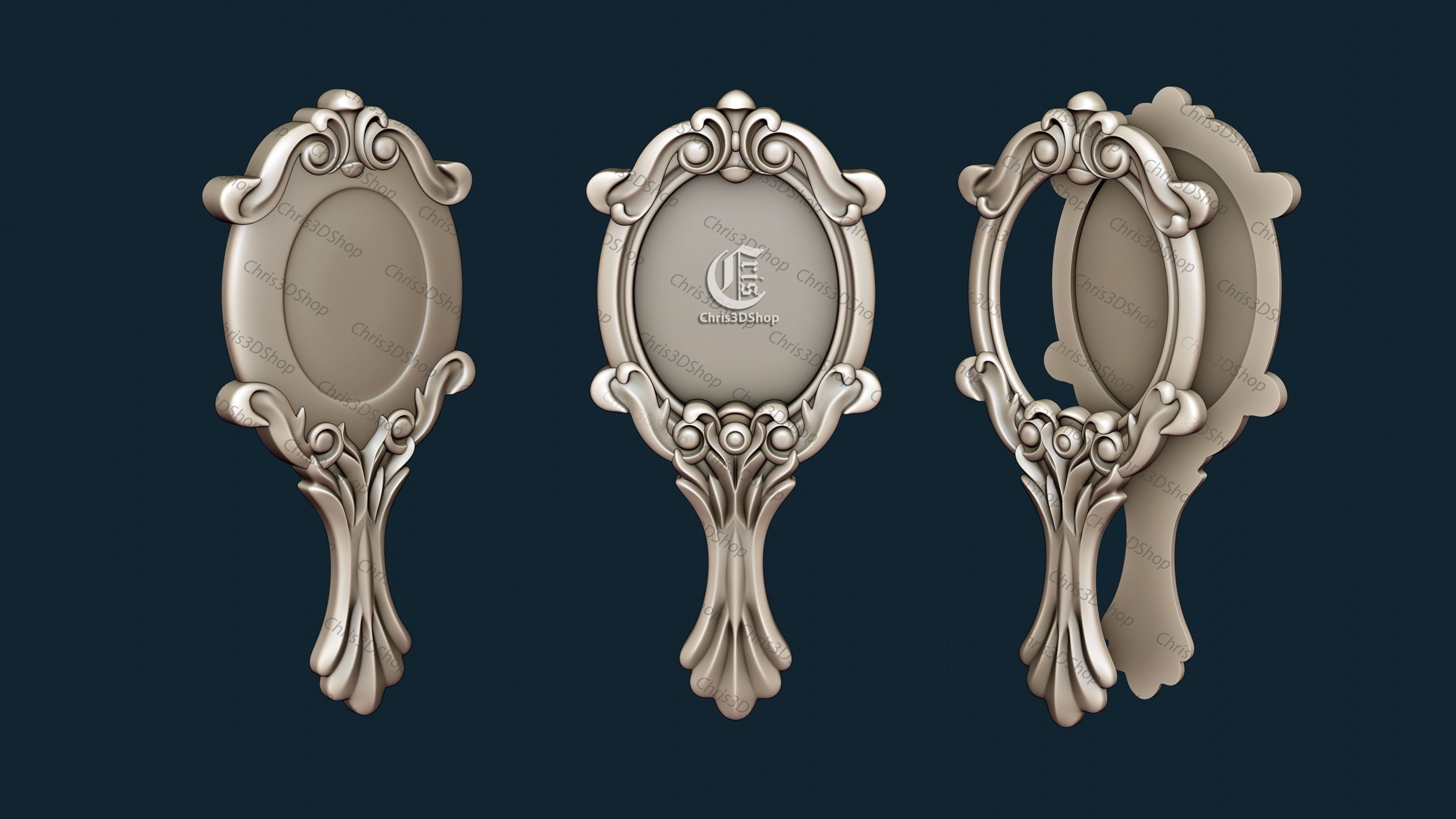 Hand Held Mirror - STL file for CNC 3D model 3D printable | CGTrader