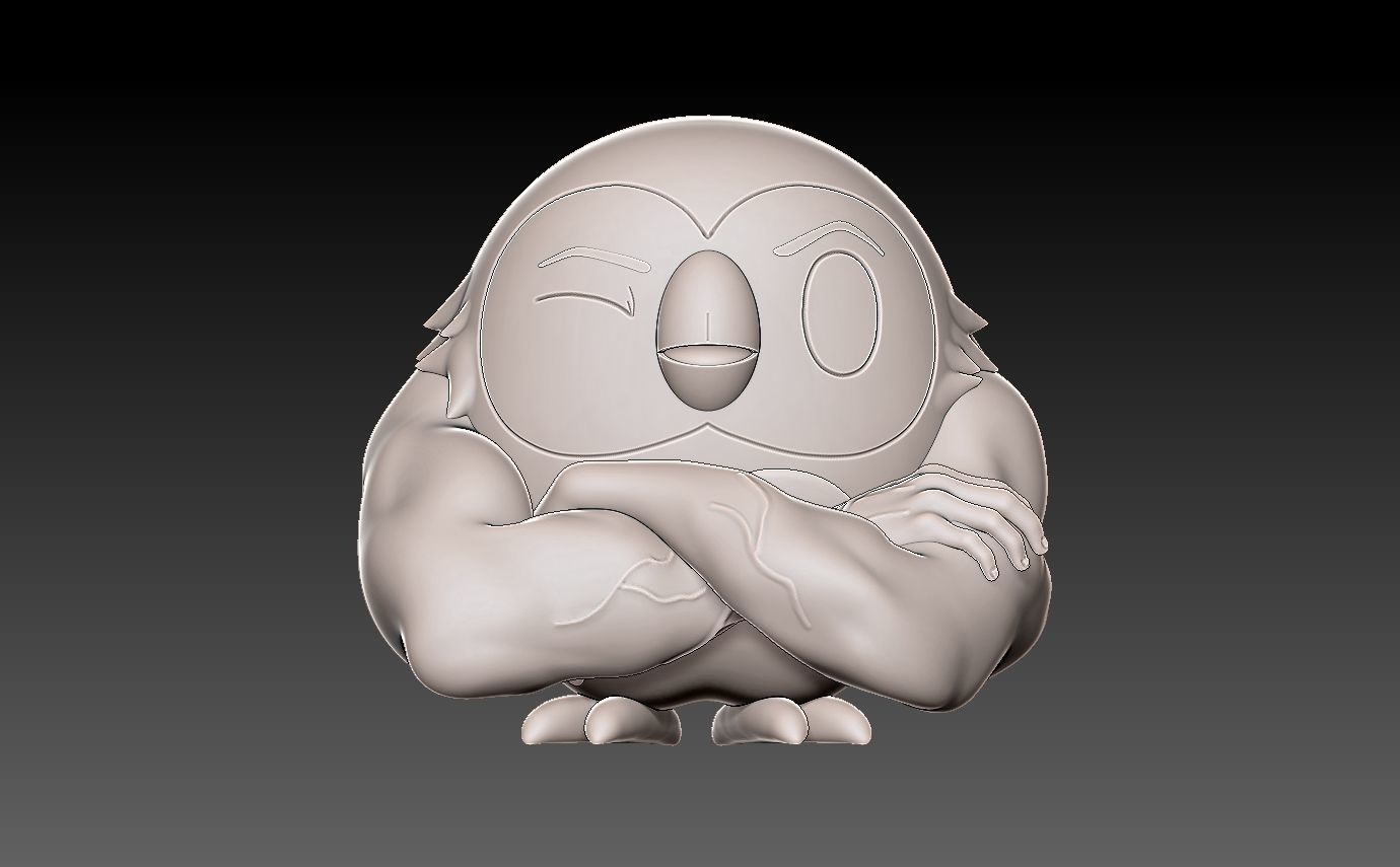 pokemon muscular rowlet free 3D model 3D printable | CGTrader