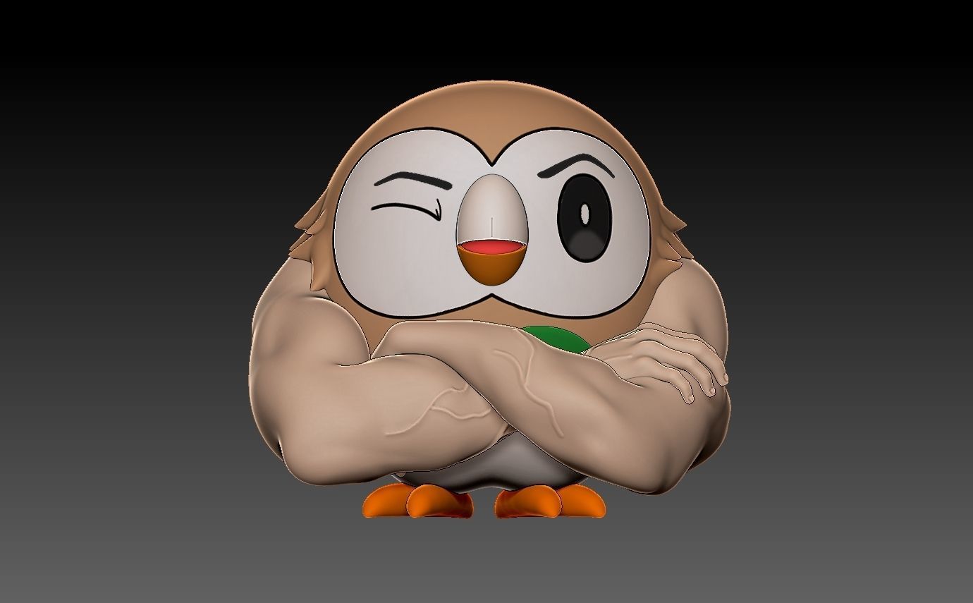 pokemon muscular rowlet free 3D model 3D printable | CGTrader