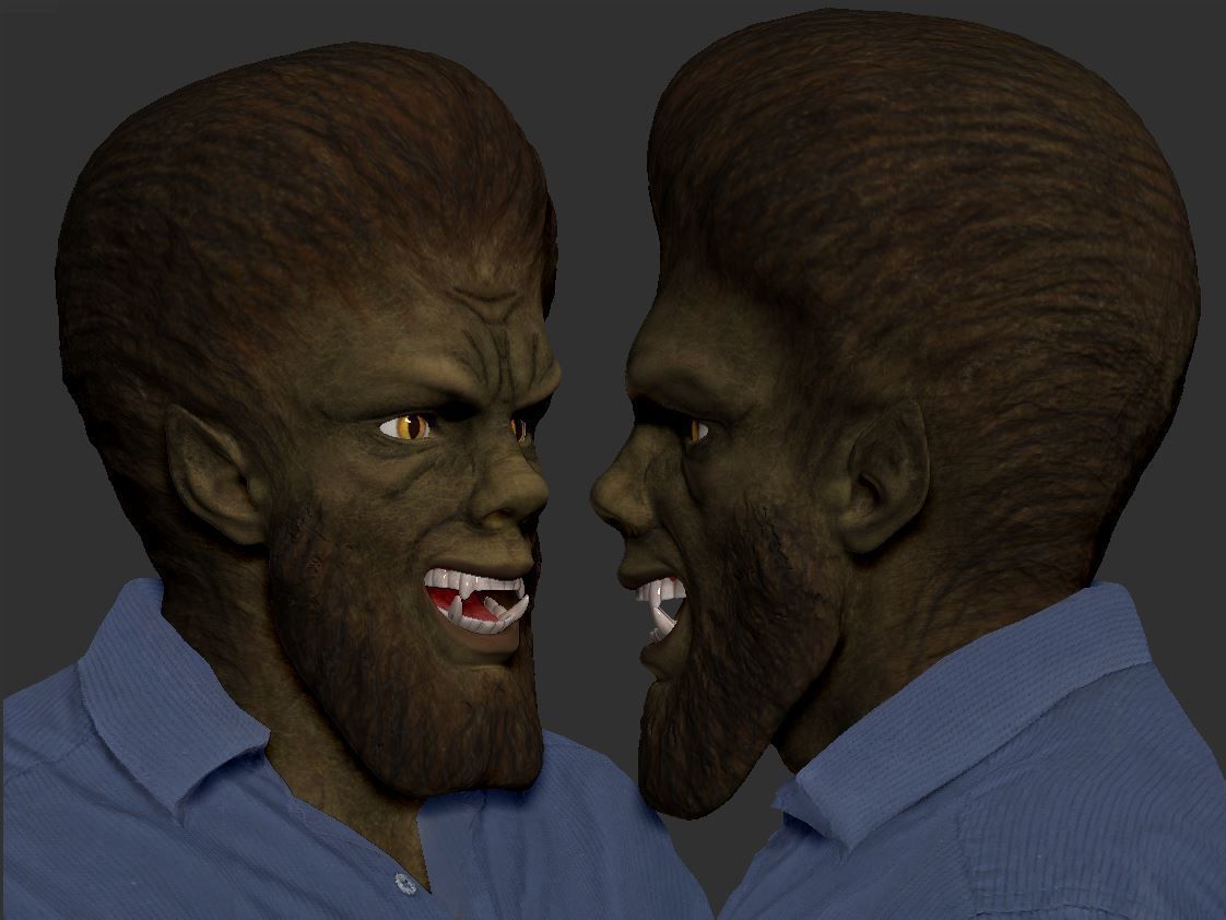 3D model Wolfman werewolf with beard and eyes VR / AR / low-poly | CGTrader
