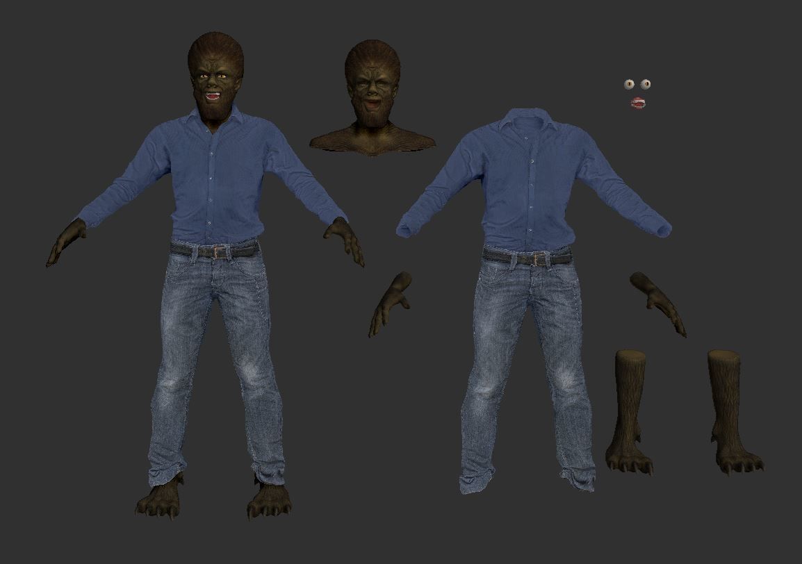 3D model Wolfman werewolf with beard and eyes VR / AR / low-poly | CGTrader