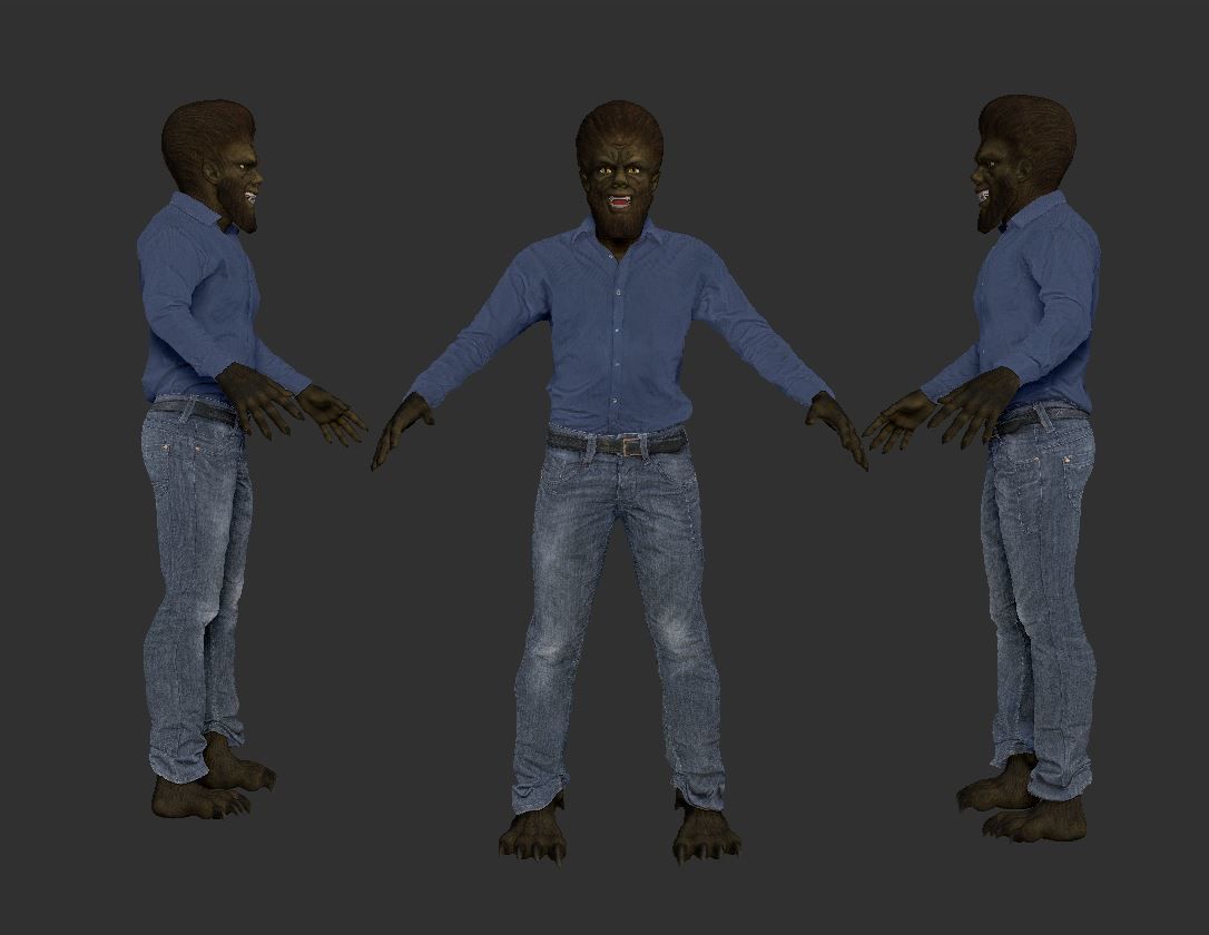 3D model Wolfman werewolf with beard and eyes VR / AR / low-poly | CGTrader