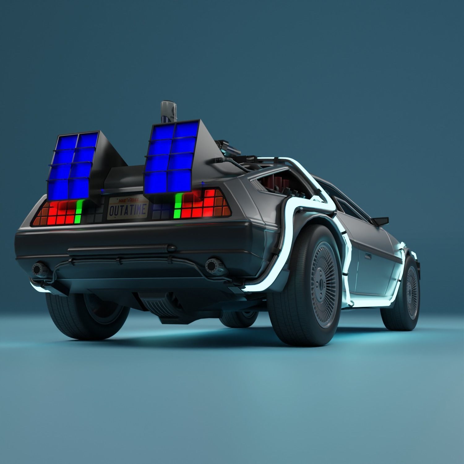 Delorean Time Machine Rigged 3D model rigged | CGTrader