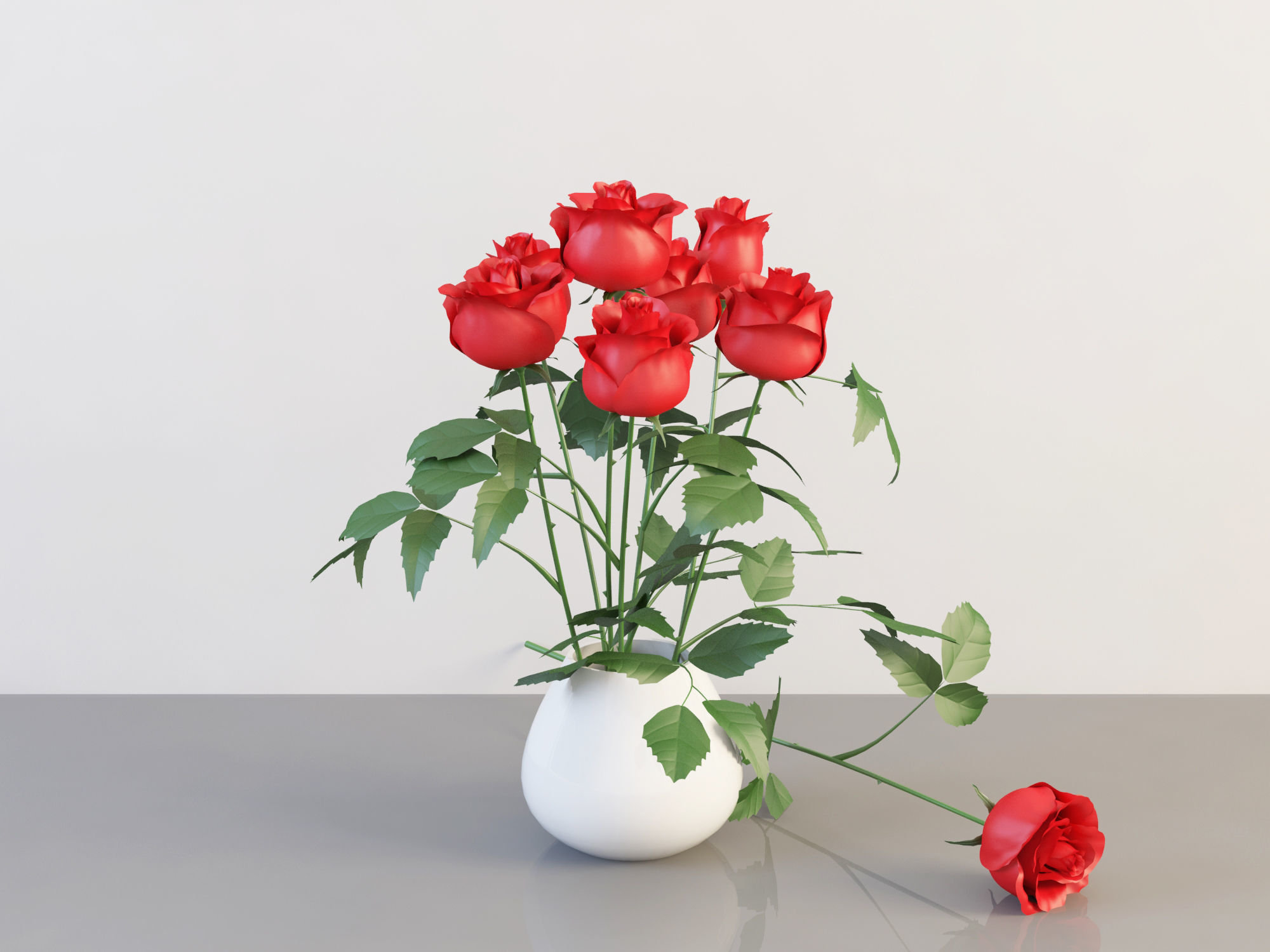 Red Rose Vase Set 01 free 3D model | CGTrader