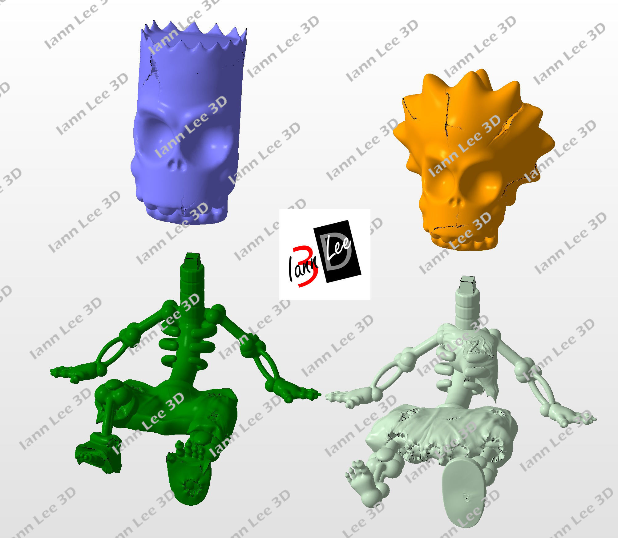 Bart y Lisa Huesos Los Simpsons Halloween Bones skull 3D model 3D ...