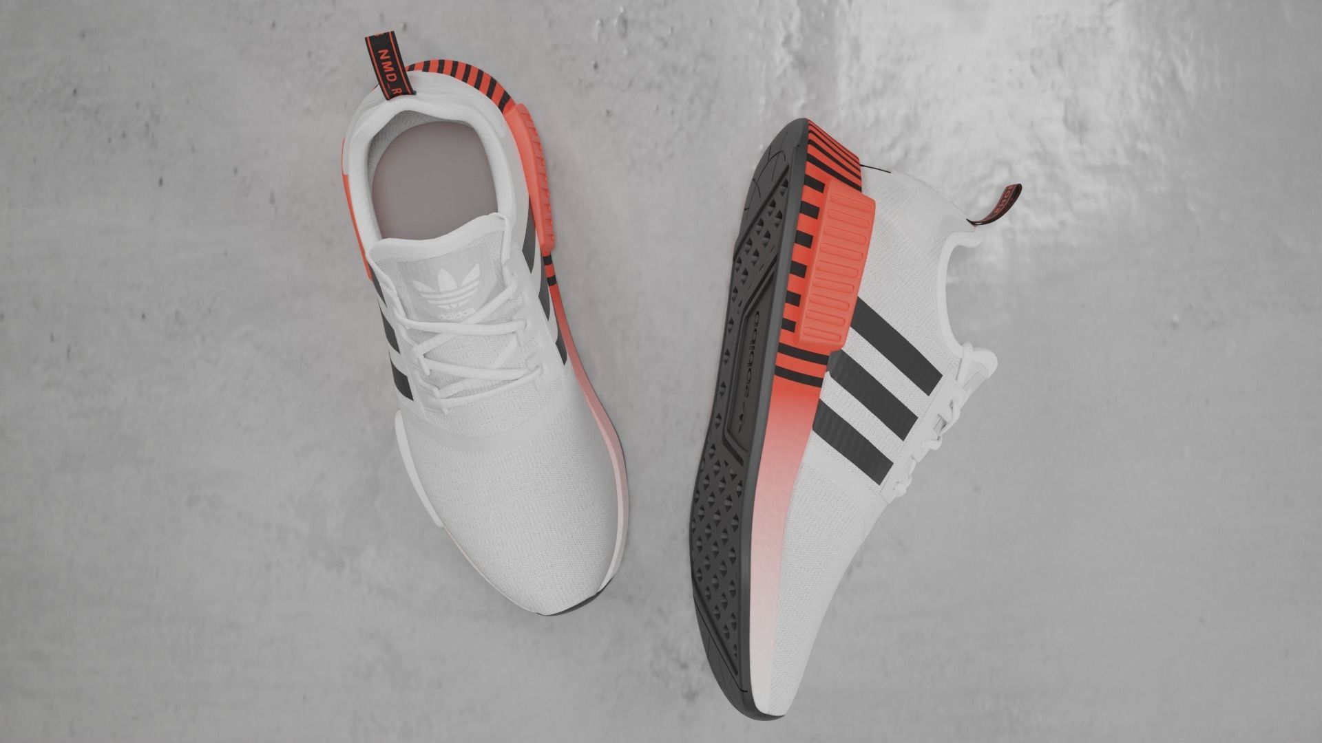 3D model Adidas originals NMD R1 White and Red VR / AR / low-poly ...