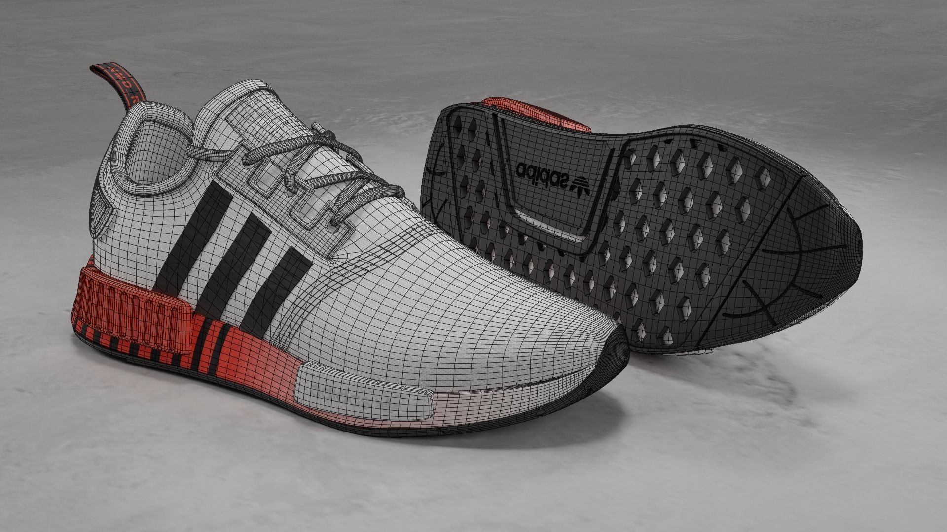 3D model Adidas originals NMD R1 White and Red VR / AR / low-poly ...
