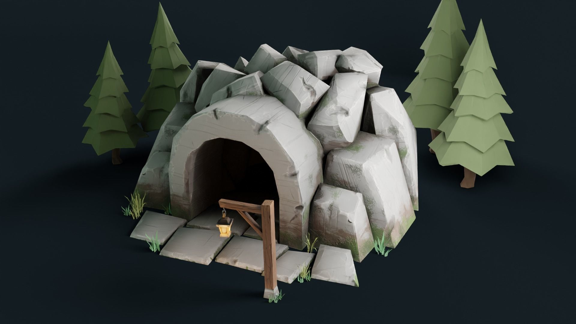 3D model Stylized Cave VR / AR / low-poly | CGTrader