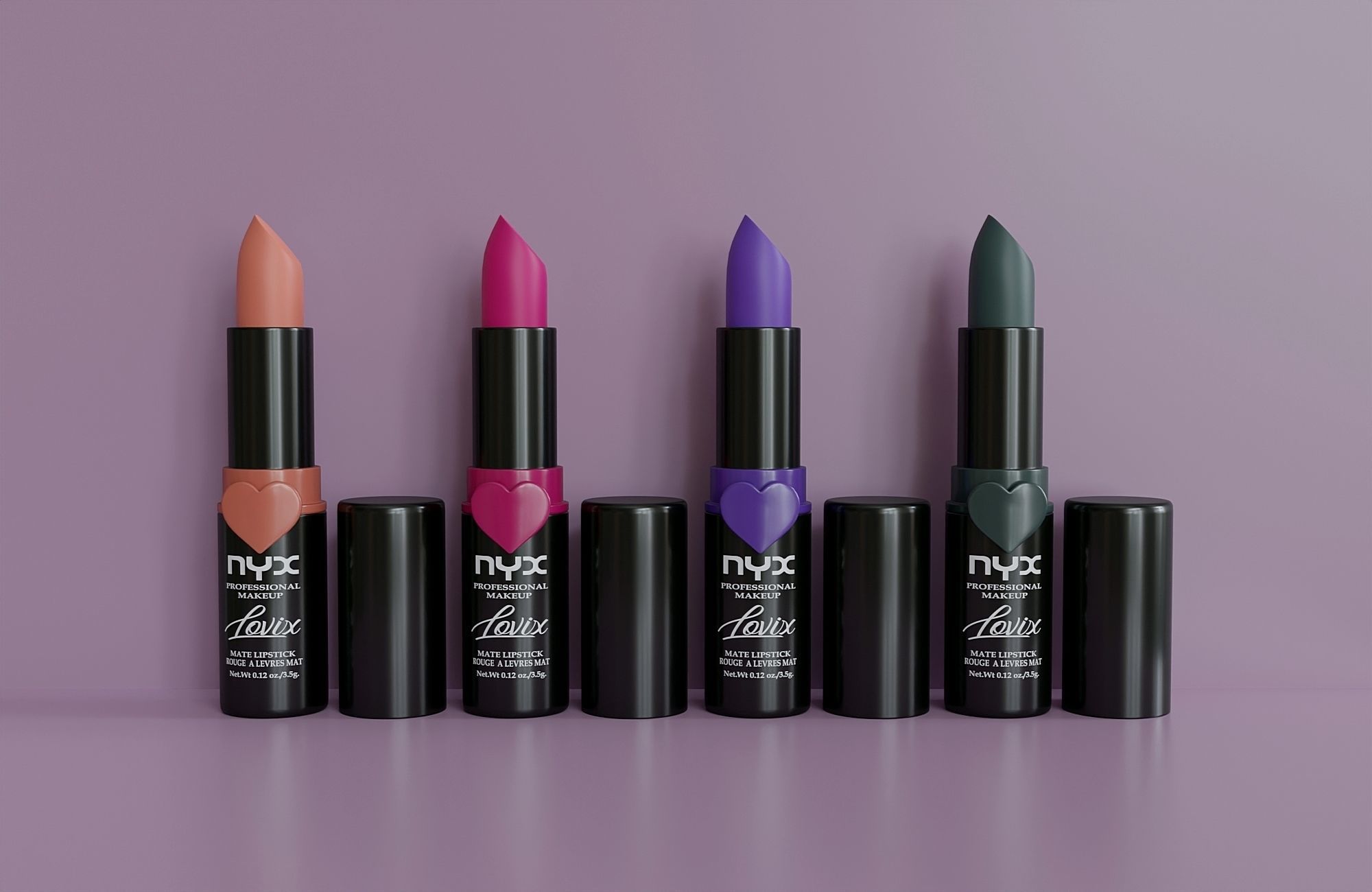 Set of four matte lipsticks 3D model | CGTrader