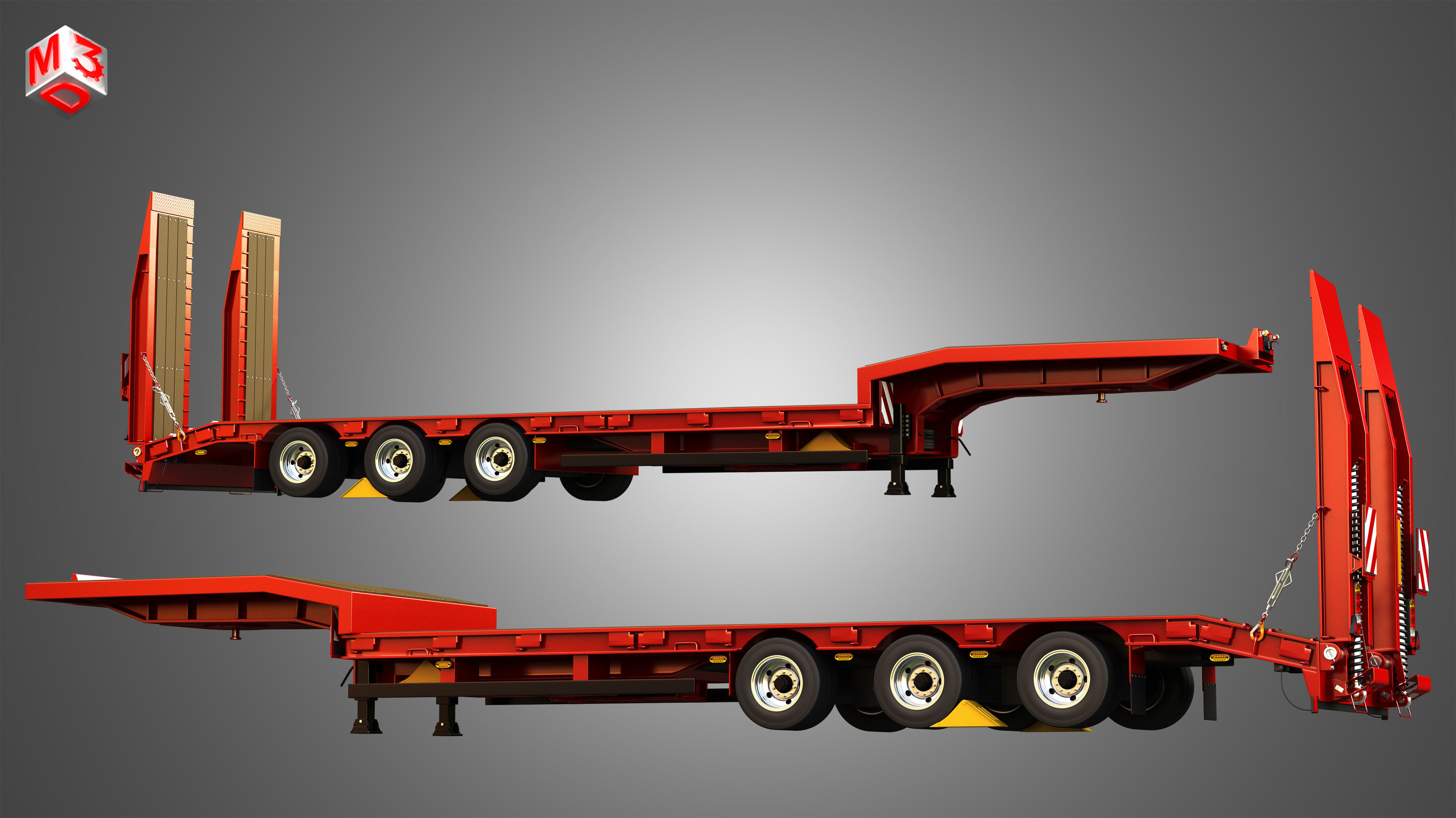 Schwarzmuller Trailer - 3-Axle Low Loader 3D model | CGTrader