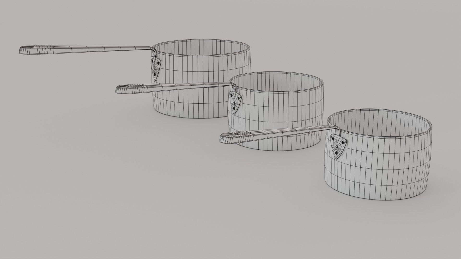 3D model Copper Pans - Low Poly PBR VR / AR / low-poly | CGTrader